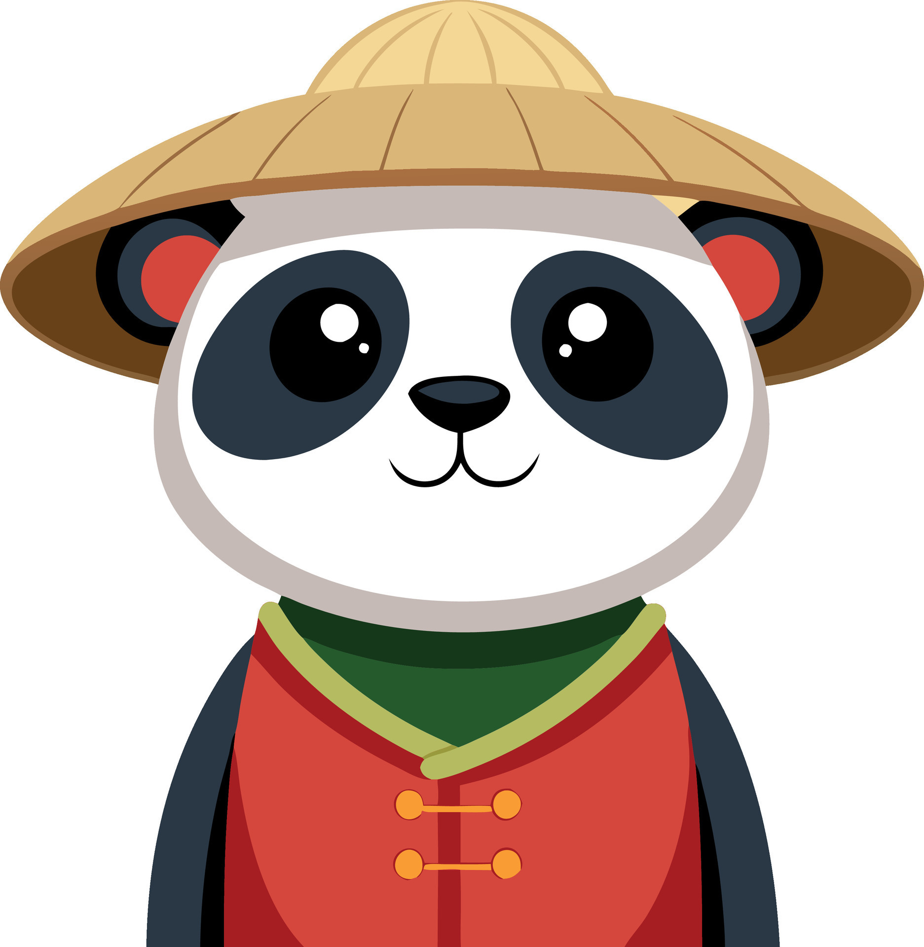 Cute cartoon panda wearing traditional Chinese hat and outfit 47305004 Vector Art at Vecteezy