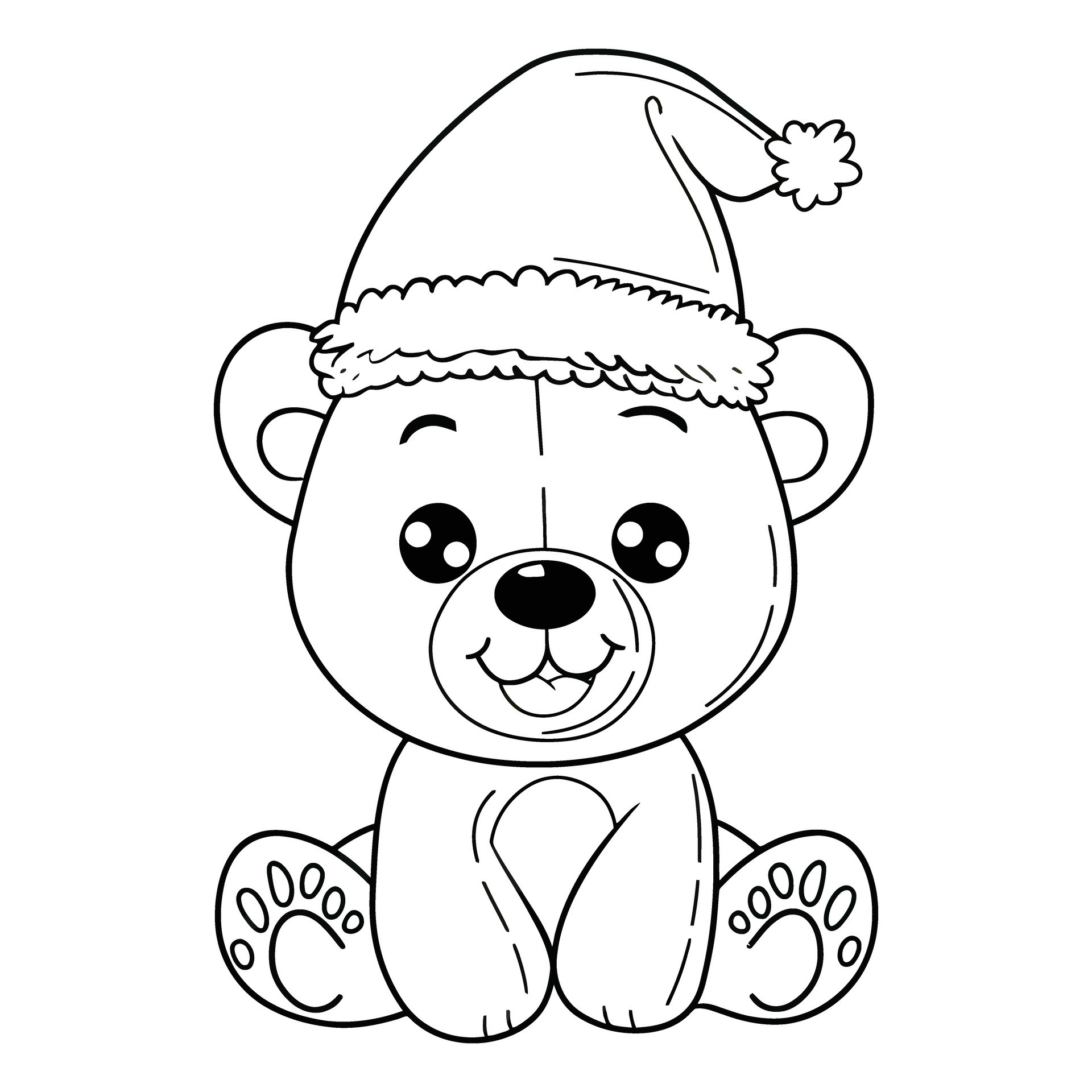 Winter Fun Bear Christmas Coloring Page, Bear Christmas Coloring Book ...