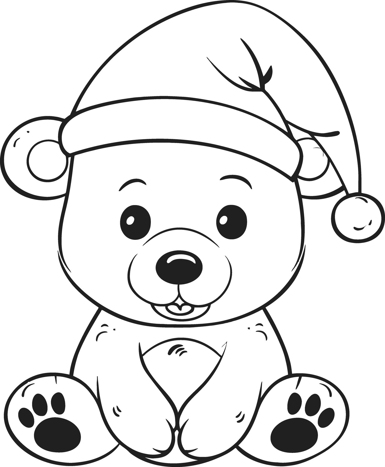 Winter Fun Bear Christmas Coloring Page, Bear Christmas Coloring Book ...