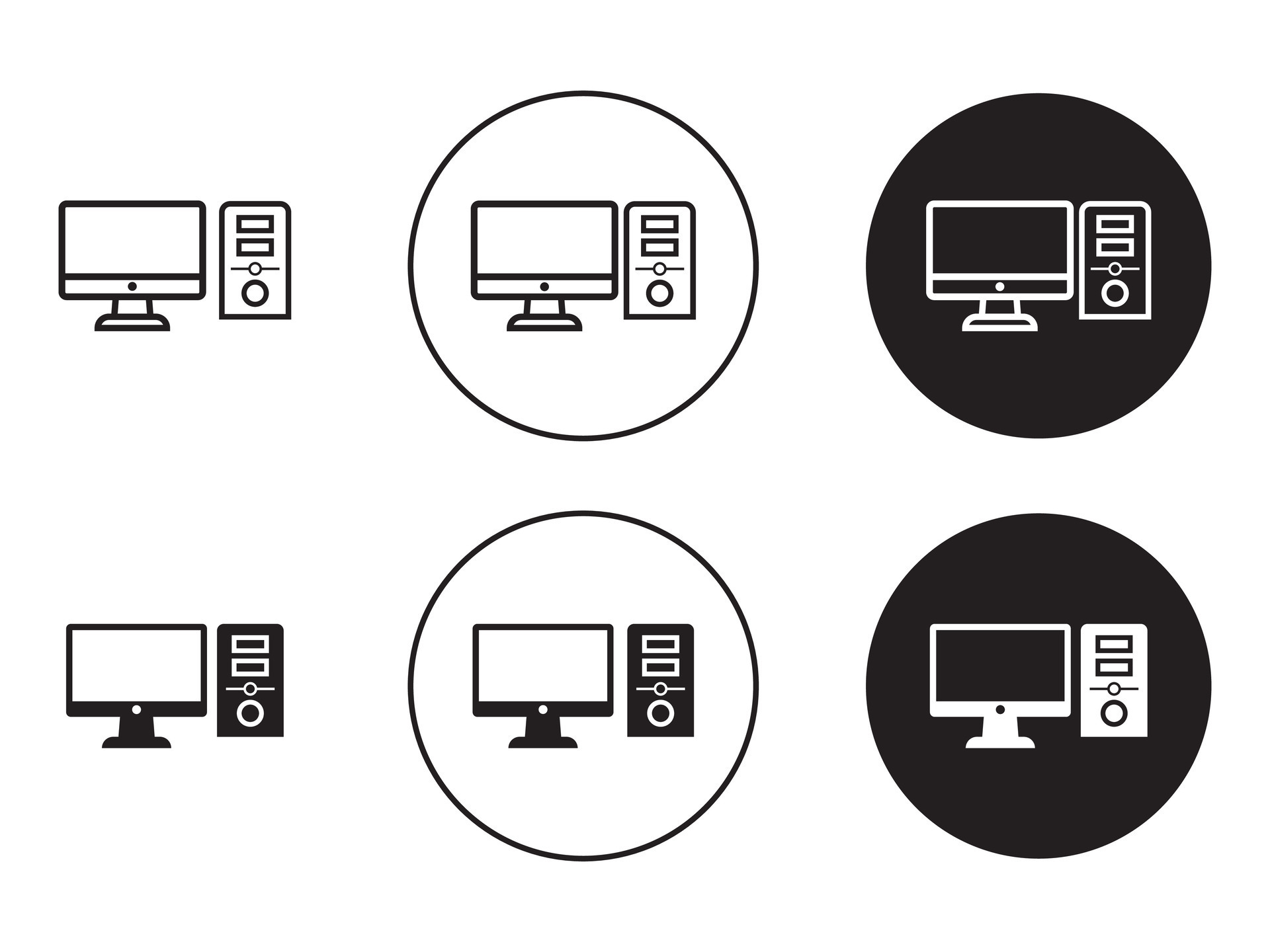 Computer icon, computer monitor sign and symbol, desktop pc monitor ...