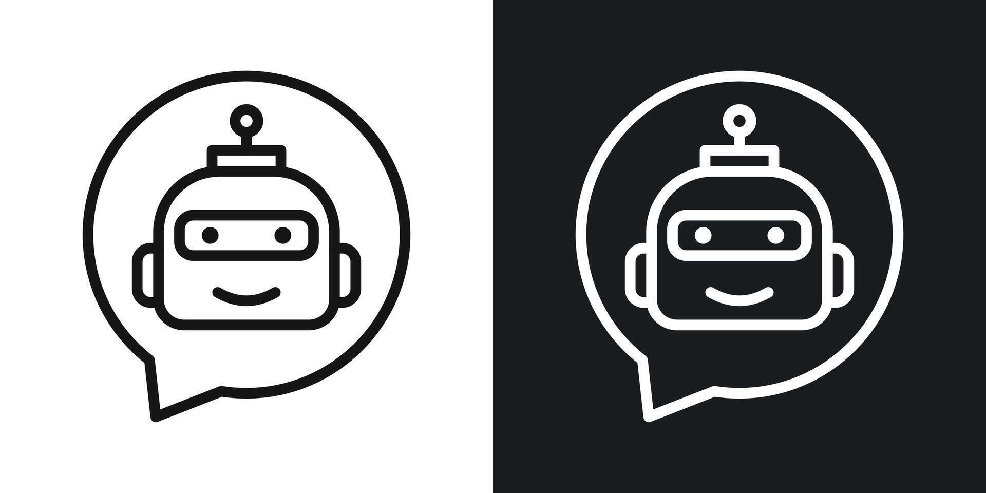 Chatbot Speech Bubble Icon Set In Black And White Outlines 47320383 Vector Art At Vecteezy