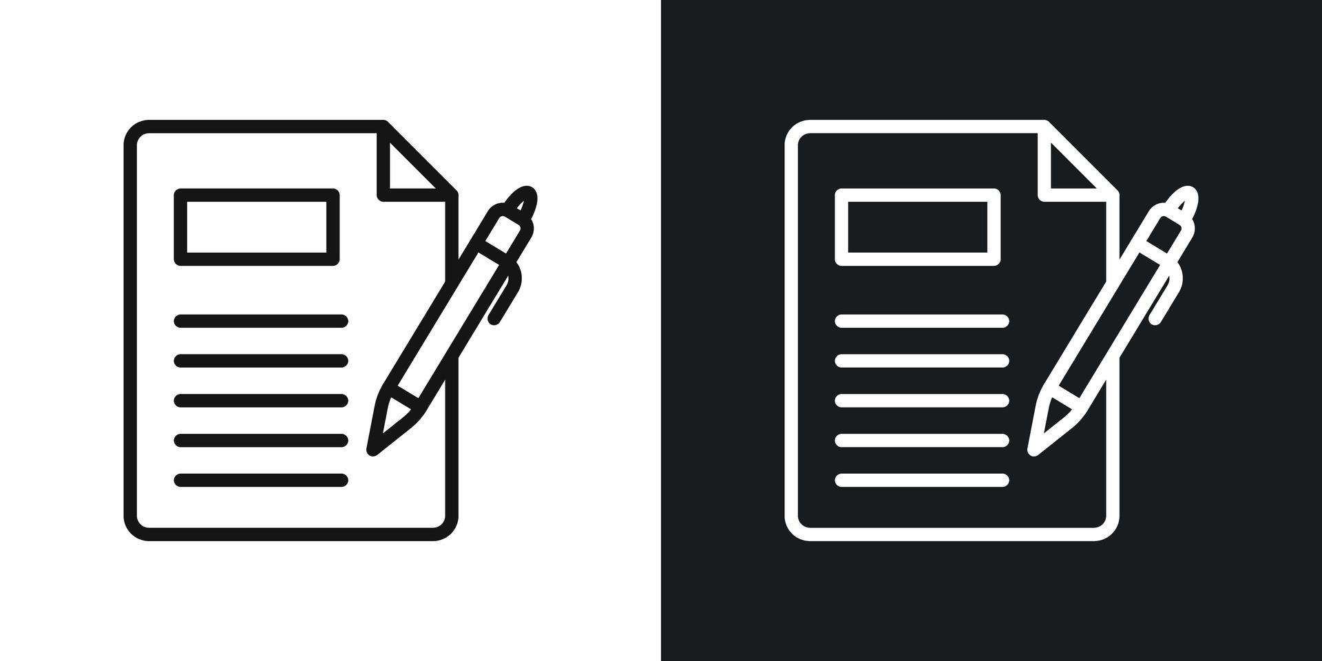 Assignment icon set in black and white outlines 47320563 Vector Art at ...