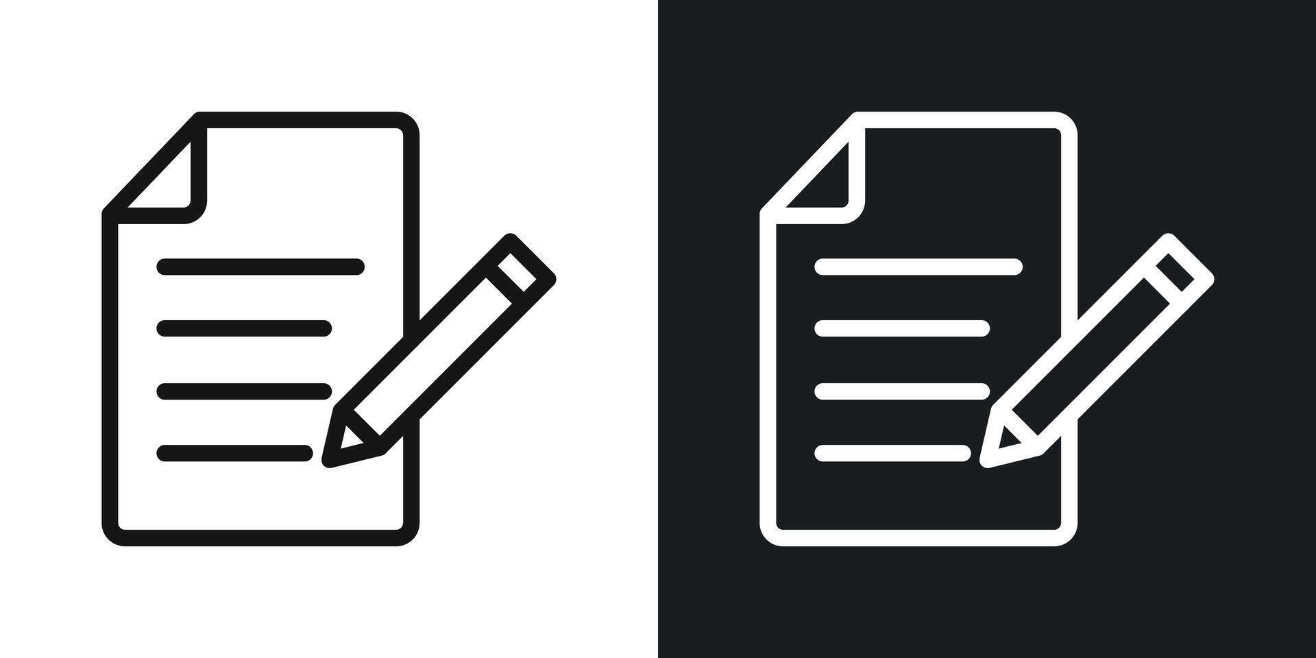 Note icon set in black and white outlines 47320714 Vector Art at Vecteezy