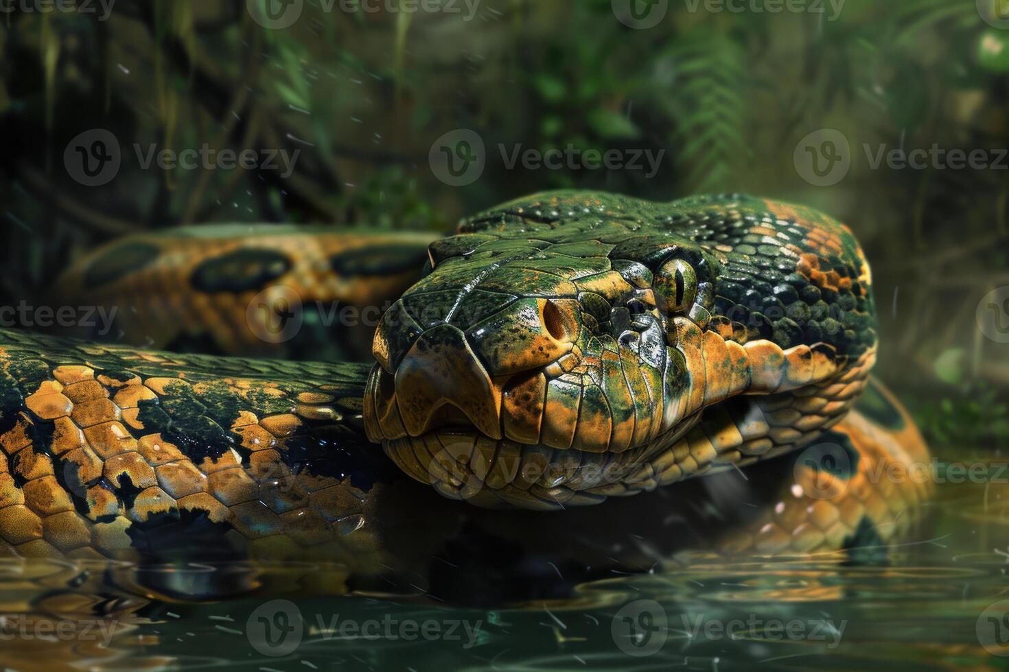 Majestic python lurking in water 47326715 Stock Photo at Vecteezy