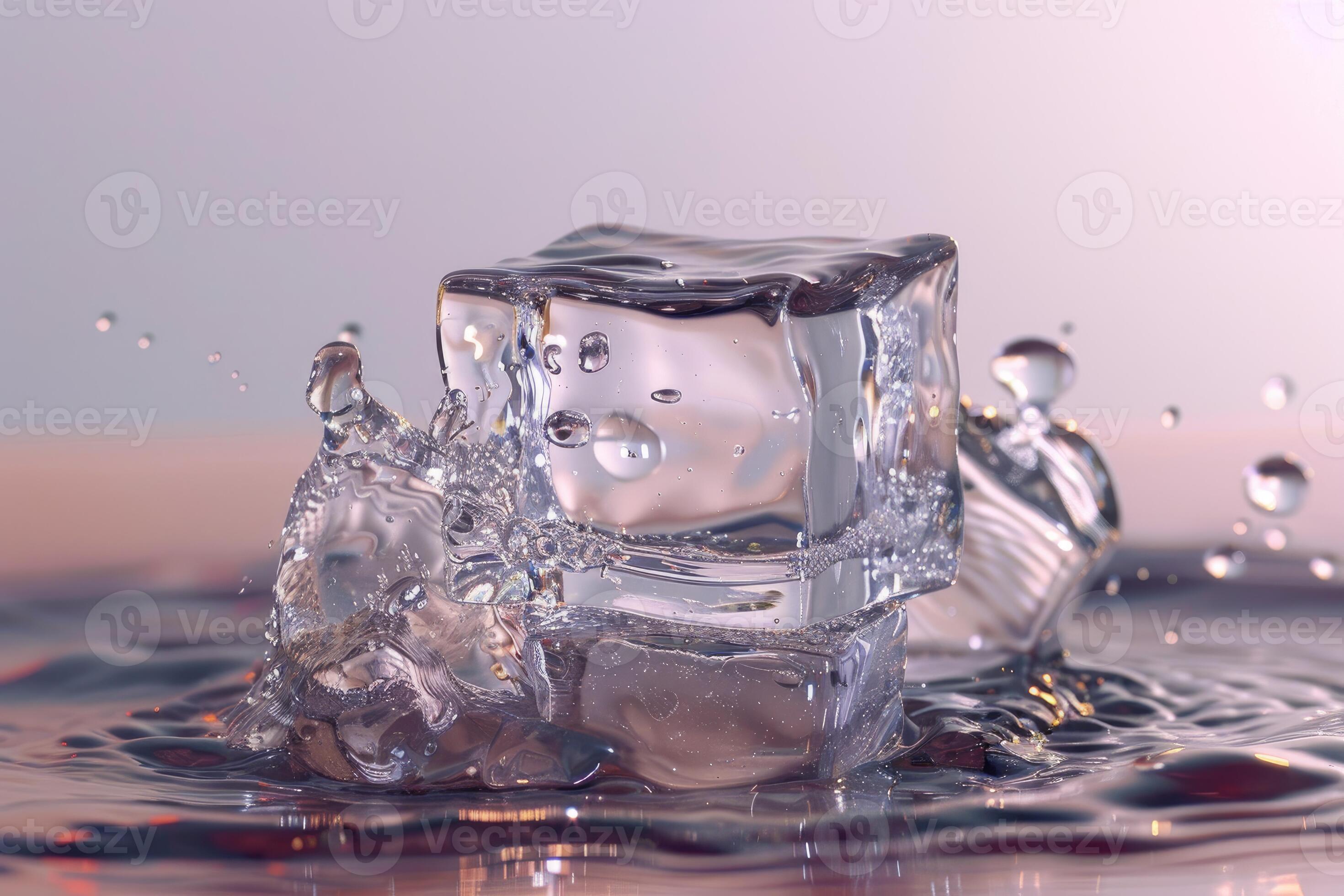Crystal clear ice cube splashing in water 47335159 Stock Photo at Vecteezy