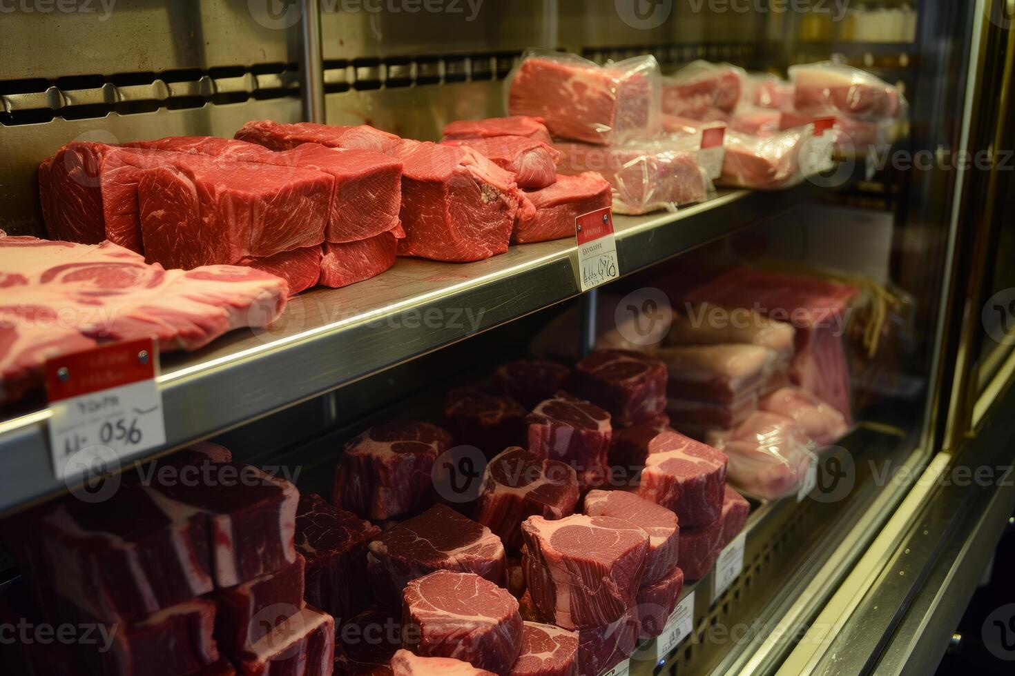 Fresh meat cuts displayed at butcher shop 47338090 Stock Photo at Vecteezy