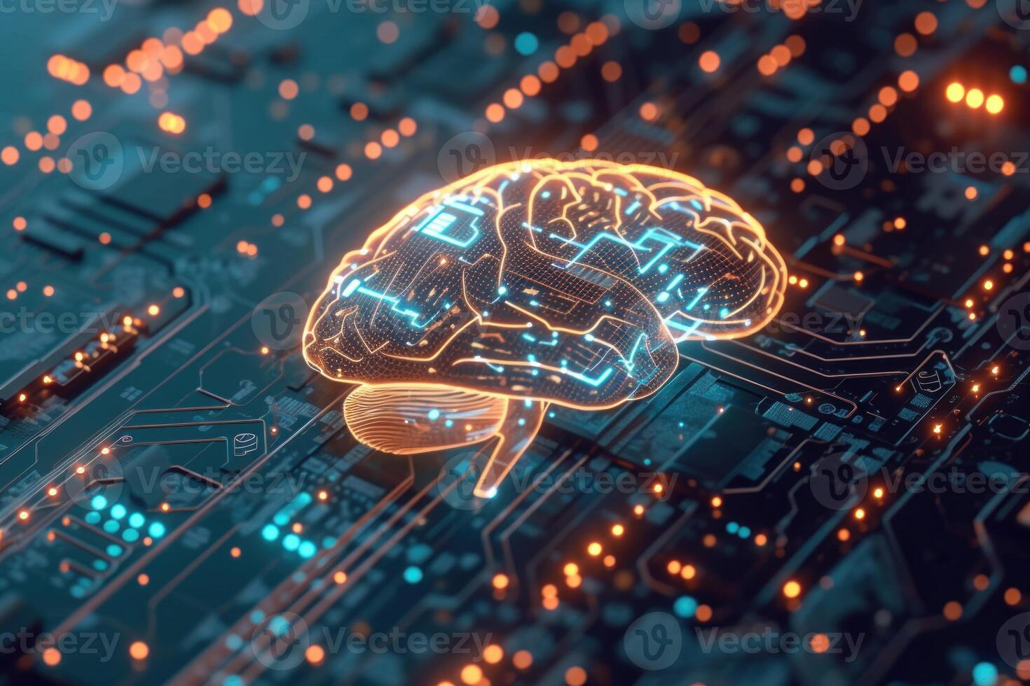 Digital brain circuitry - artificial intelligence concept 47340004 Stock Photo at Vecteezy