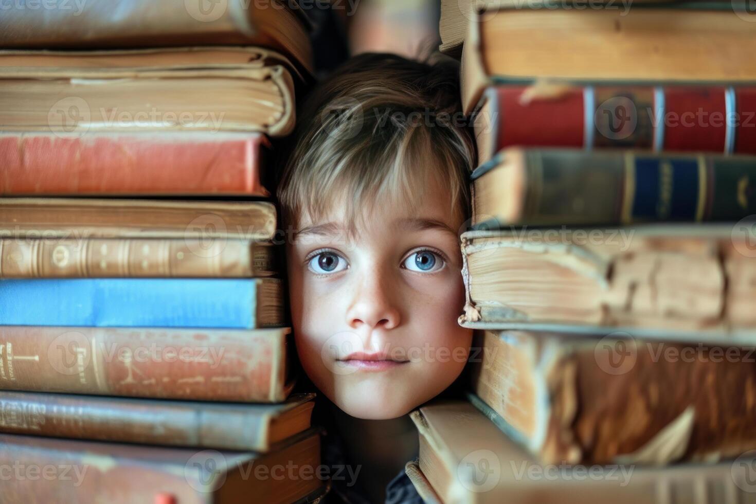 Child peeking through stacks of books 47342606 Stock Photo at Vecteezy Child peeking through stacks of books 47342606 Stock Photo at Vecteezy
