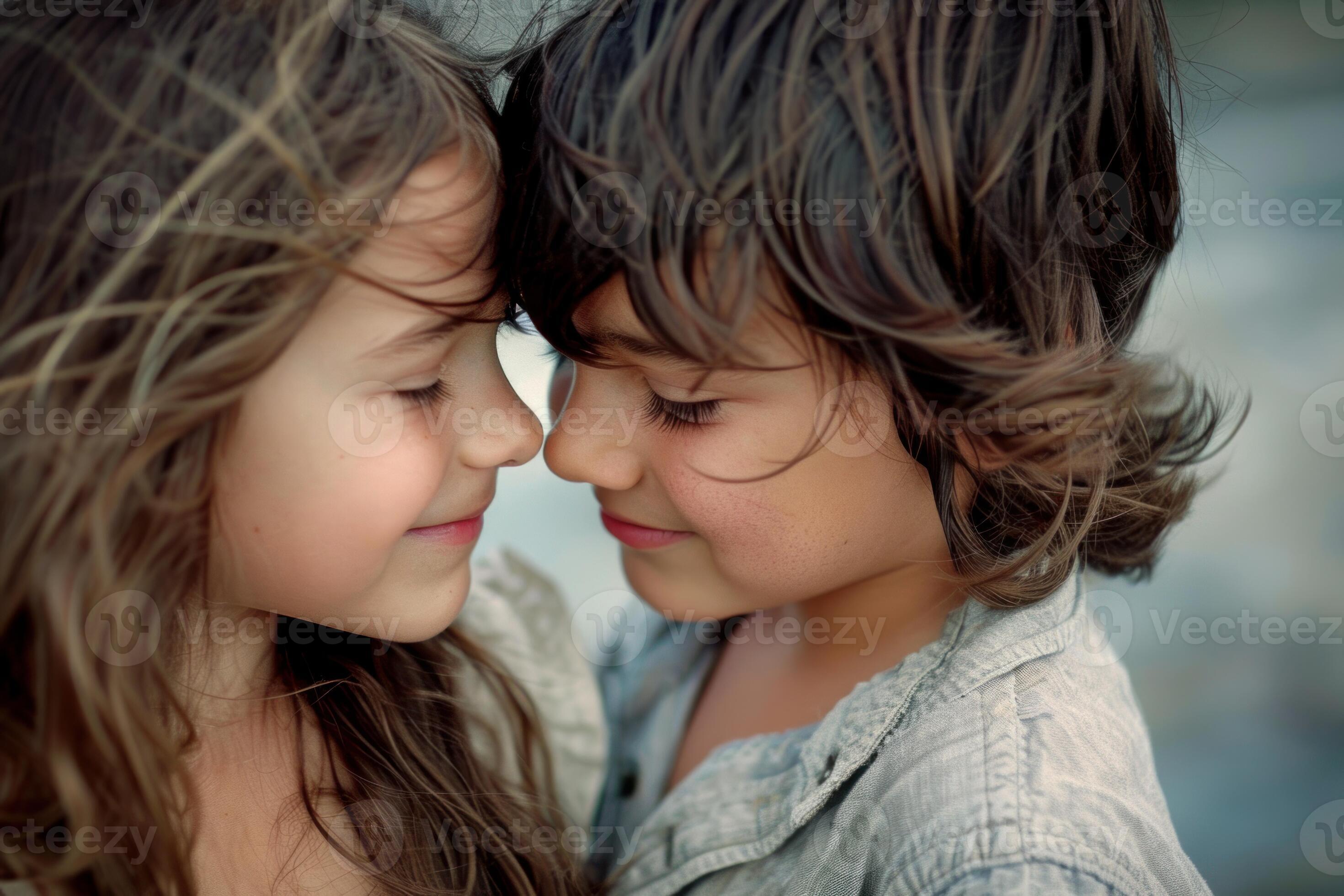 Heartwarming and tender moment between siblings showing affection, love ...