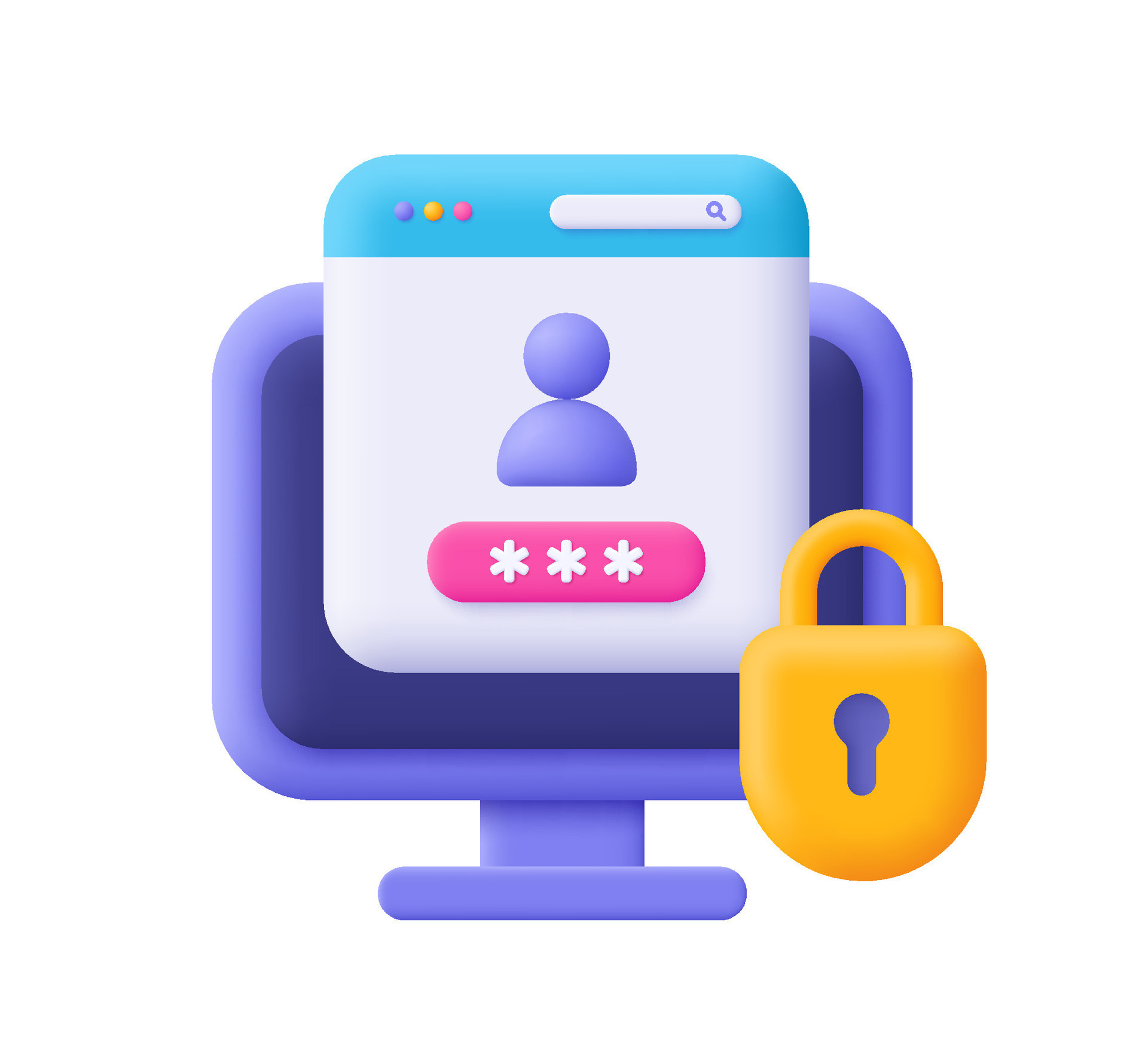Secure Login Form Page With Password On Computer And Padlock Sign In