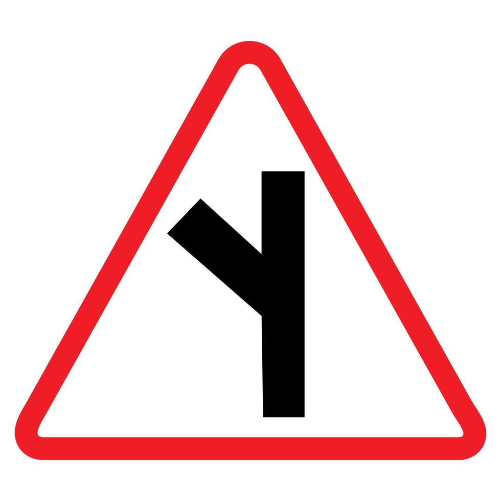 Y Inter Section Warning Sign Red Triangle Black Arrow Traffic Symbol Cautionary Road Sign