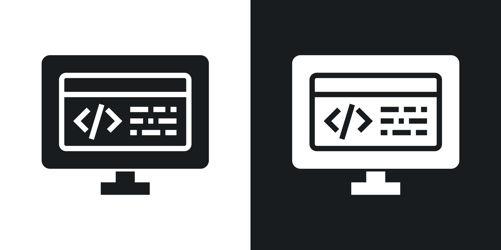 Display code liner and solid icon set in black color 47356902 Vector ...