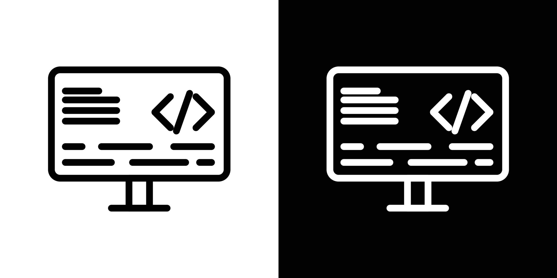 Display code liner and solid icon set in black color 47356972 Vector ...