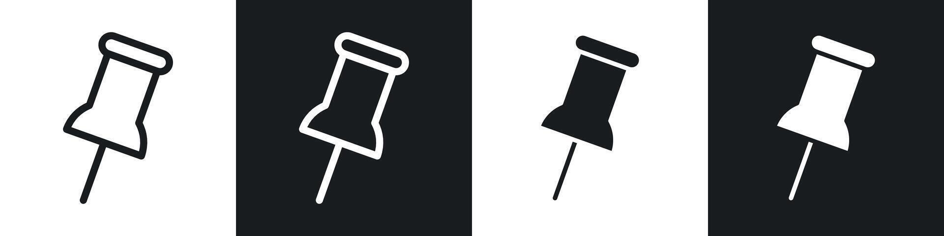 Thumbtack liner and solid icon set in black color 47357548 Vector Art ... Thumbtack liner and solid icon set in black color 47357548 Vector Art ...