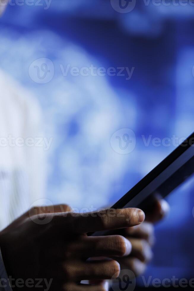 Programmer Writes Code On Tablet To Visualize Artificial Intelligence Neural Networks Using
