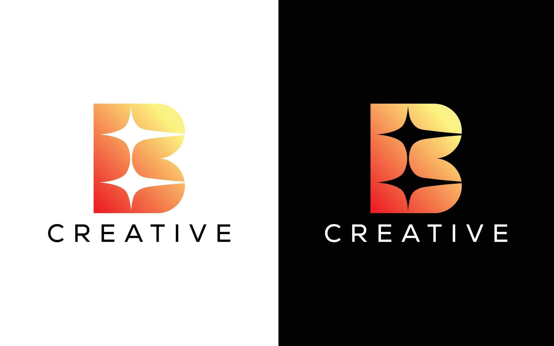 Minimalist professional letter B spark logo design template. Letter B flare light spark logo ...