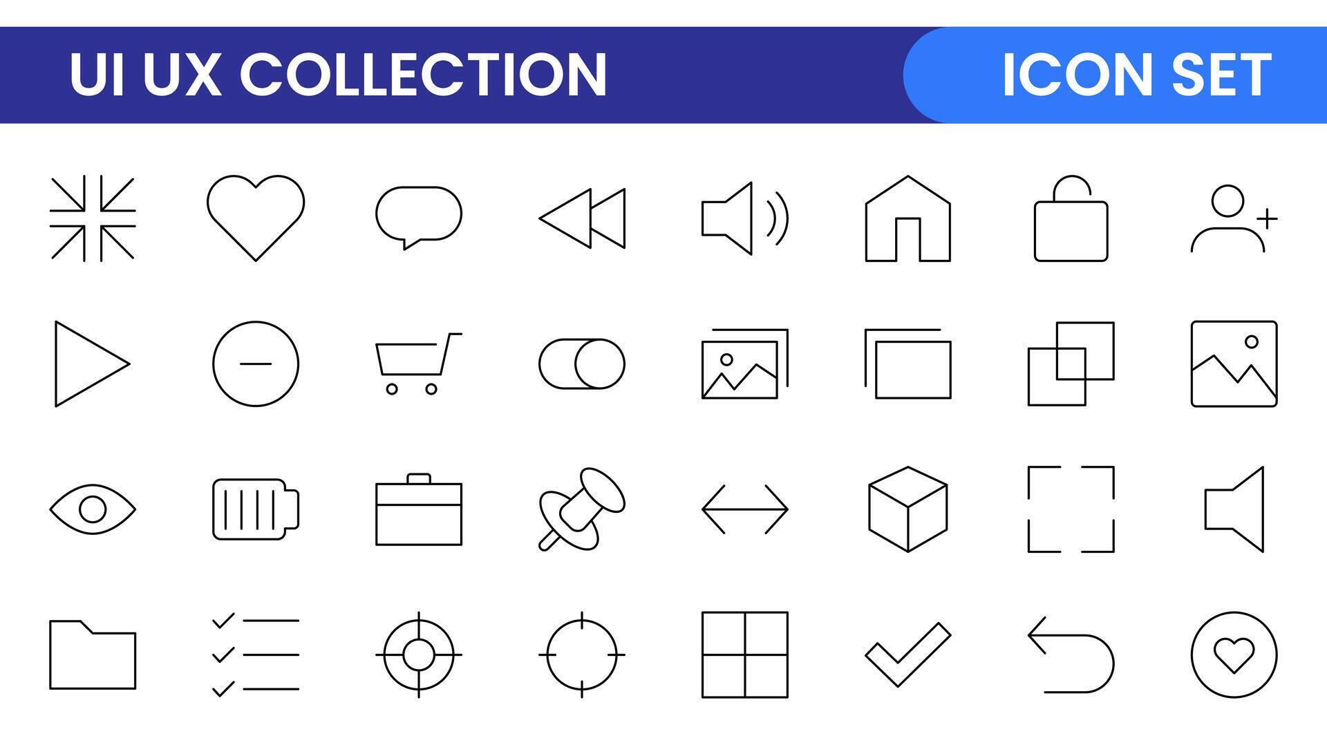Ui Ux Line Icon Set Linear Ui Ux Icons For Web Design And Application Ui And Ux Big Bold Line