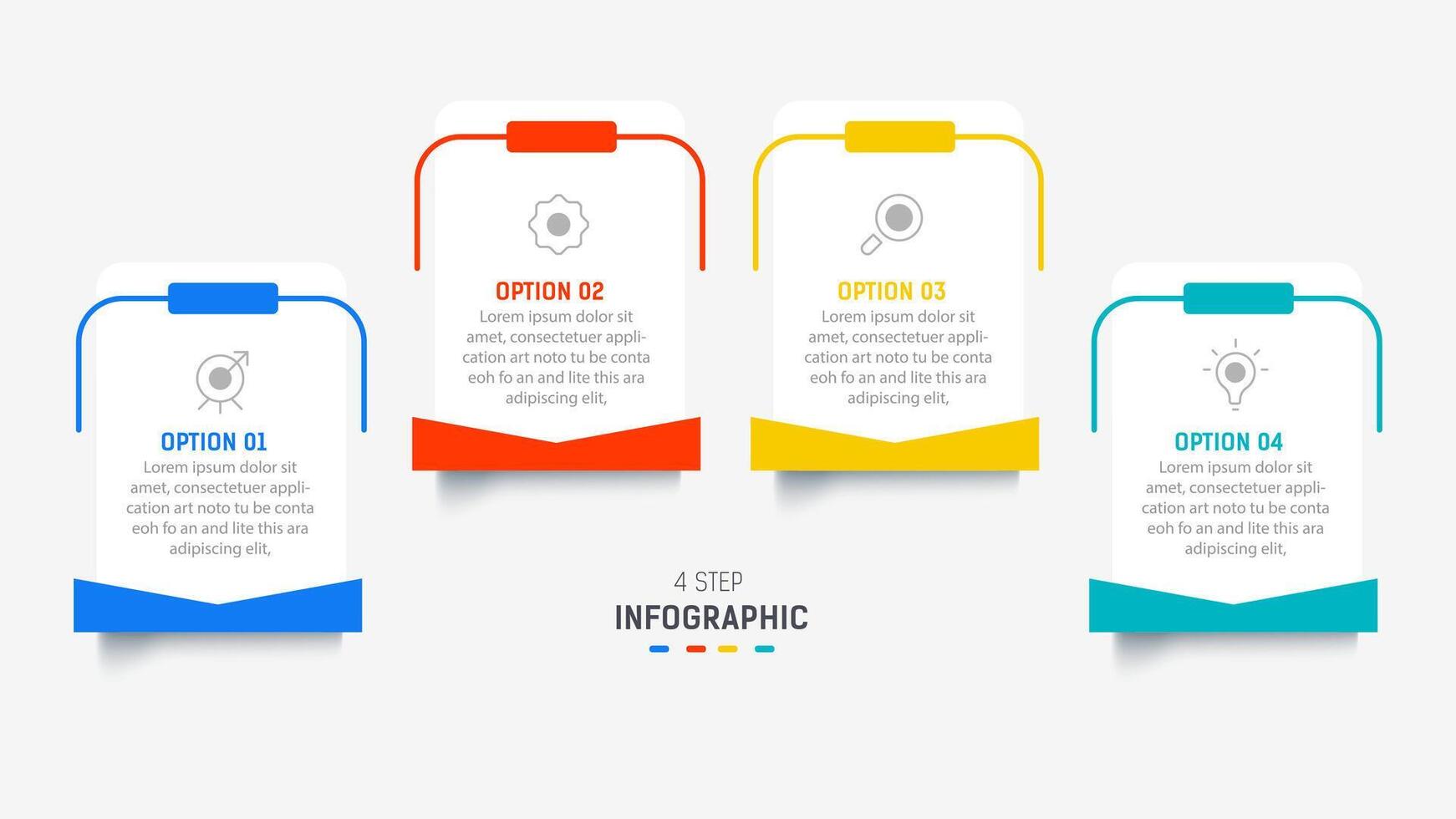 Four Step Infographic design element template for presentation. info ...