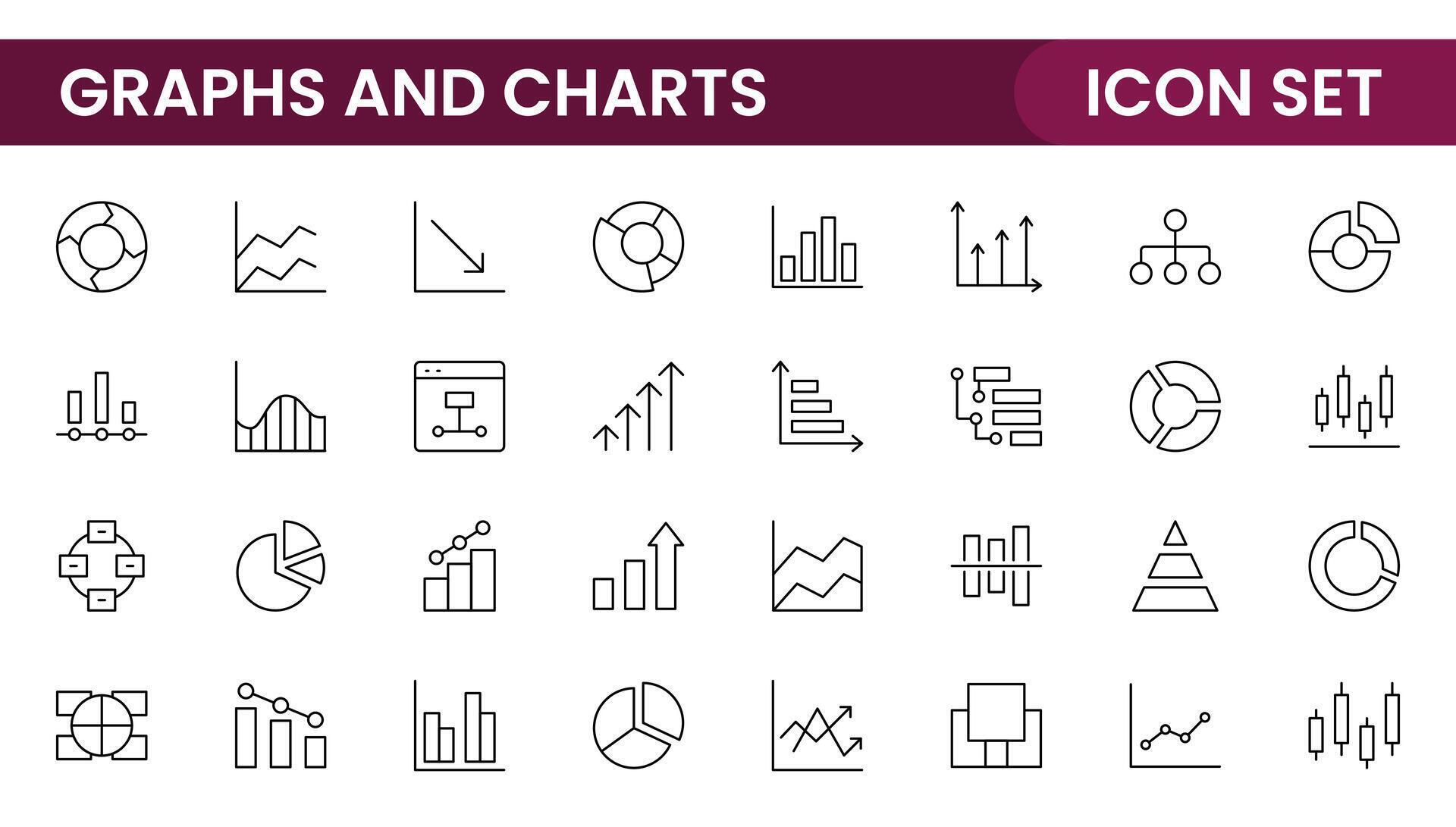 Graphs and charts icon set. Business growing bar graph icons ...
