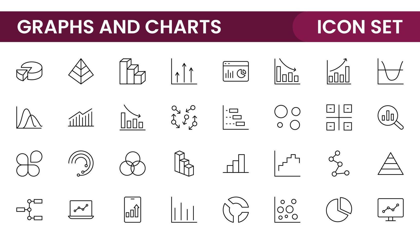 Graphs and charts icon set. Business growing bar graph icons ...