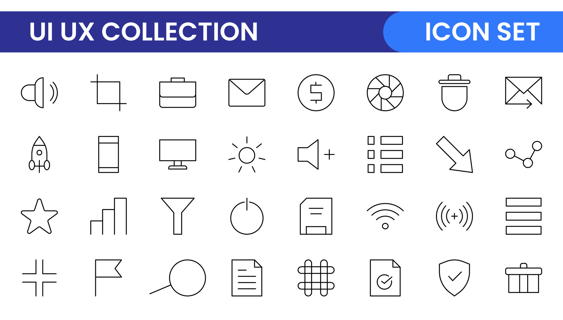 Ui Ux Line Icon Set Linear Ui Ux Icons For Web Design And Application Ui And Ux Big Bold Line