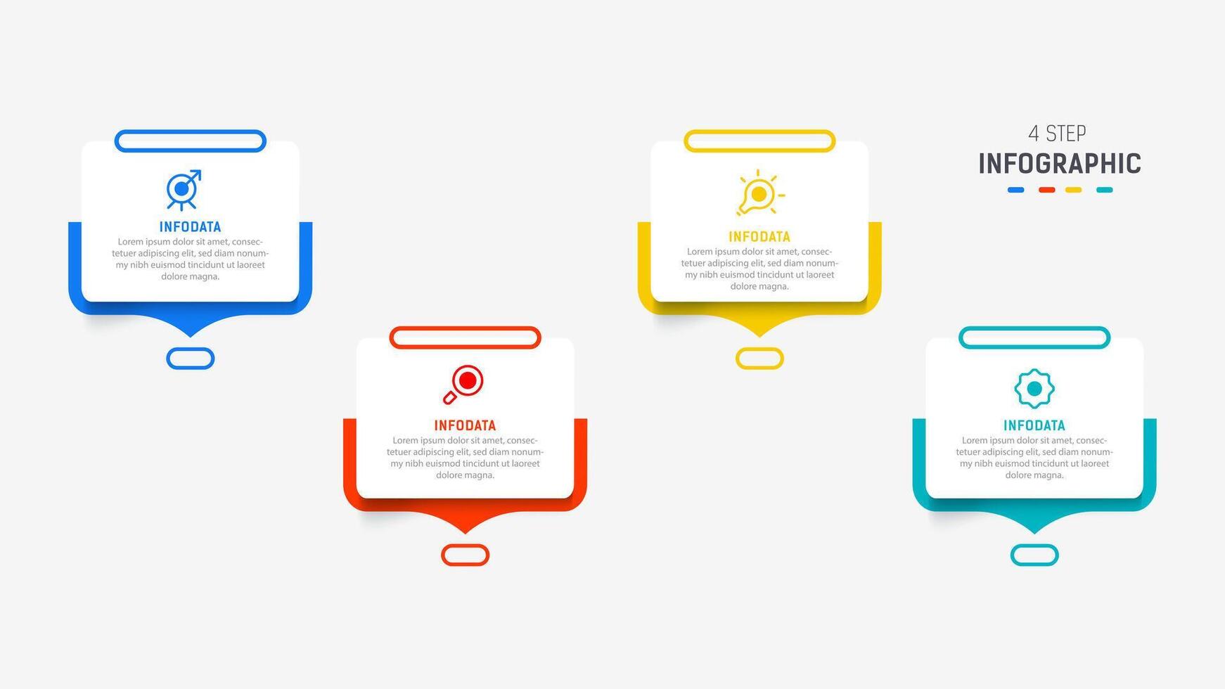 Four Step Infographic design element template for presentation. info ...
