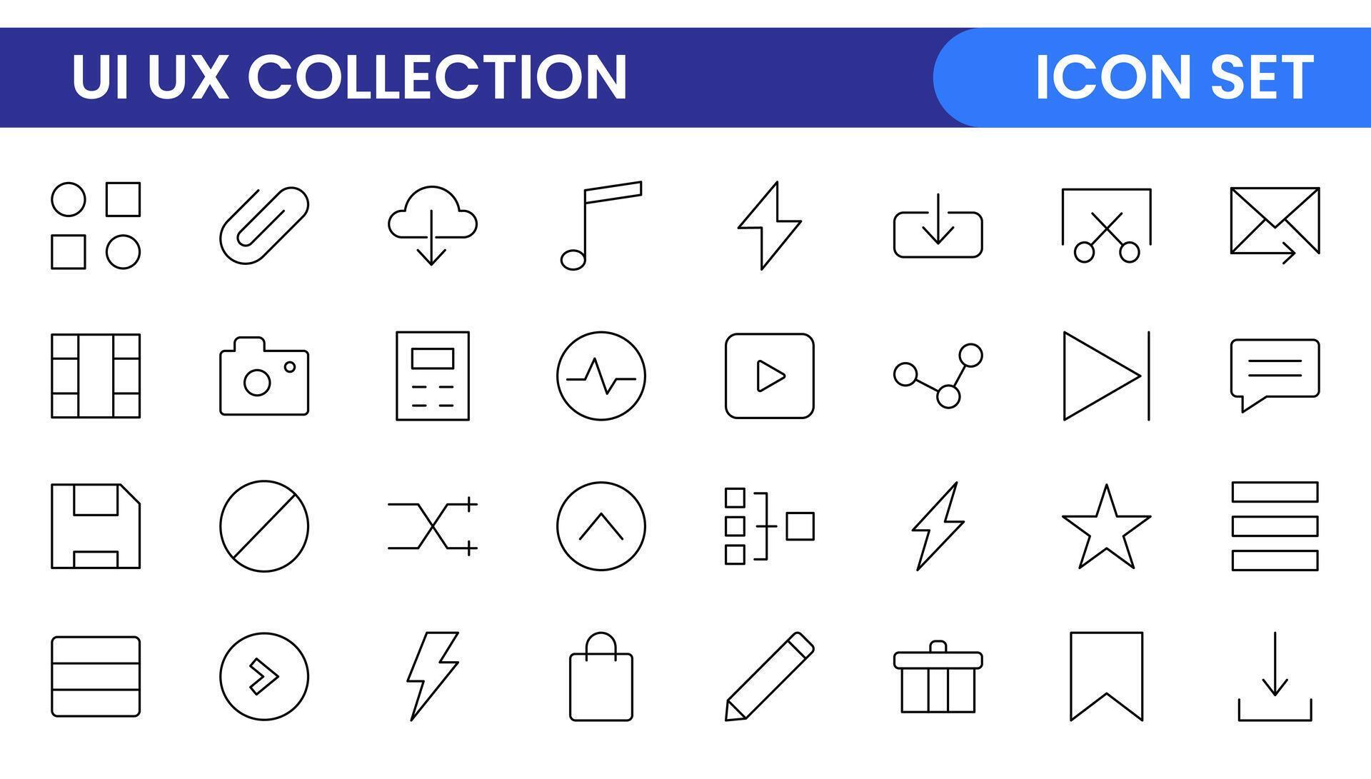 Ui Ux Line Icon Set Linear Ui Ux Icons For Web Design And Application Ui And Ux Big Bold Line