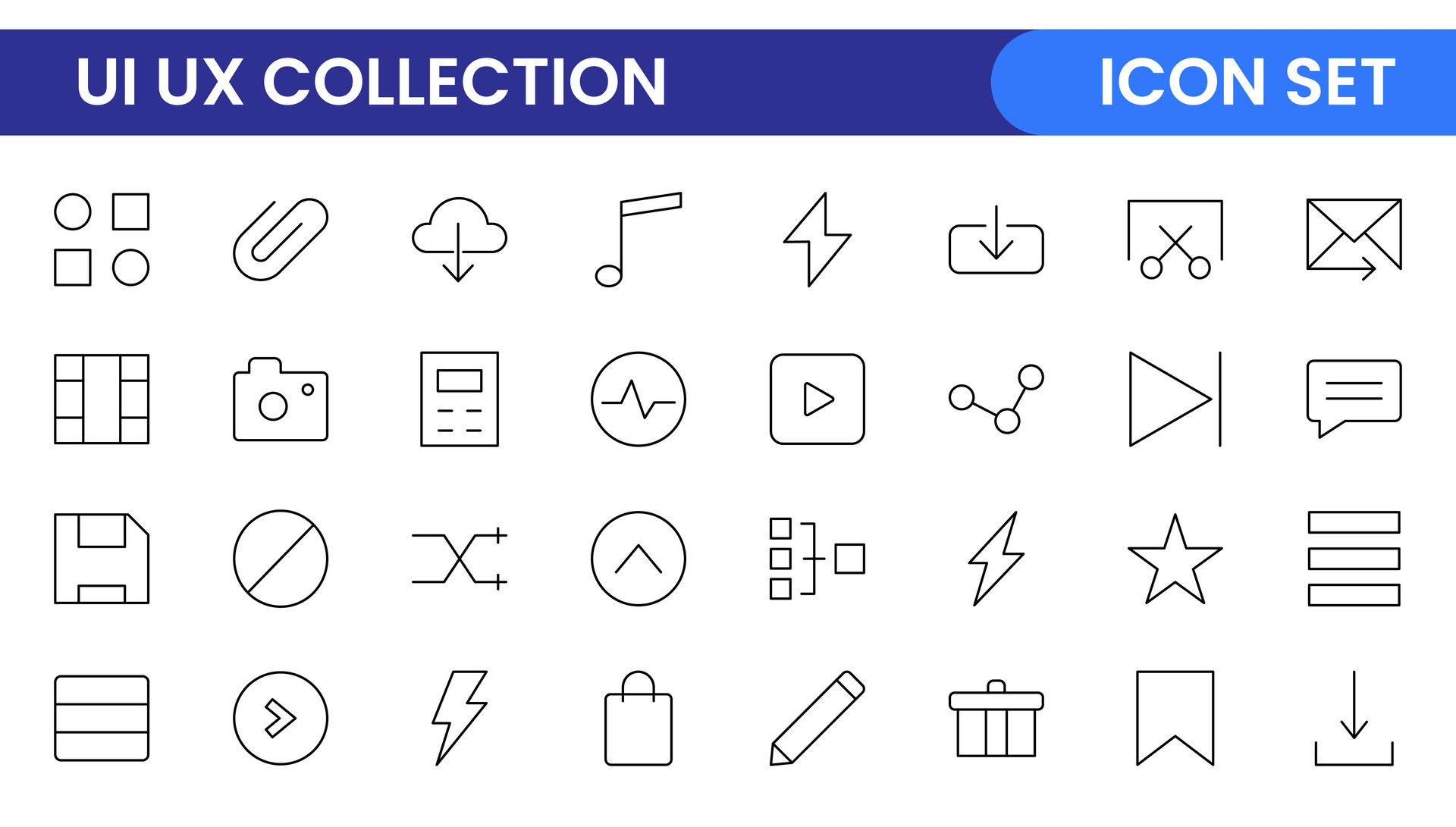 Ui Ux Line Icon Set Linear Ui Ux Icons For Web Design And Application Ui And Ux Big Bold Line