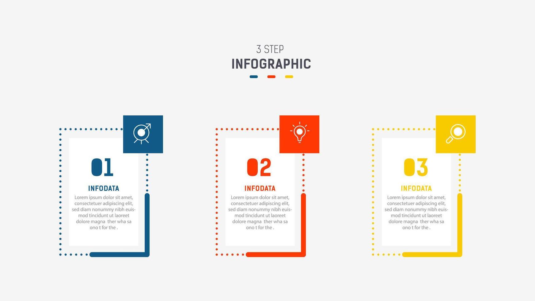 Three Step Infographic label design template with line icons. process steps diagram ...