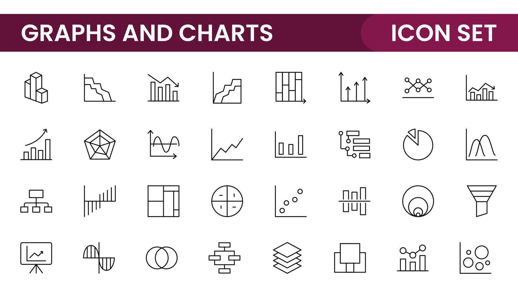 Graphs and charts icon set. Business growing bar graph icons ...