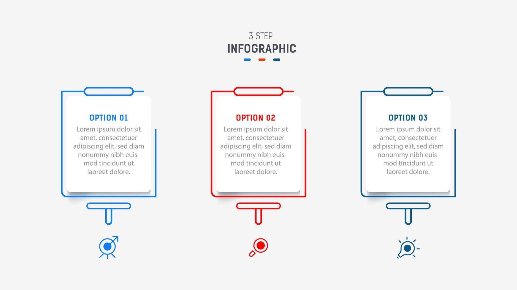 Three Step Infographic label design template with line icons. process steps diagram ...