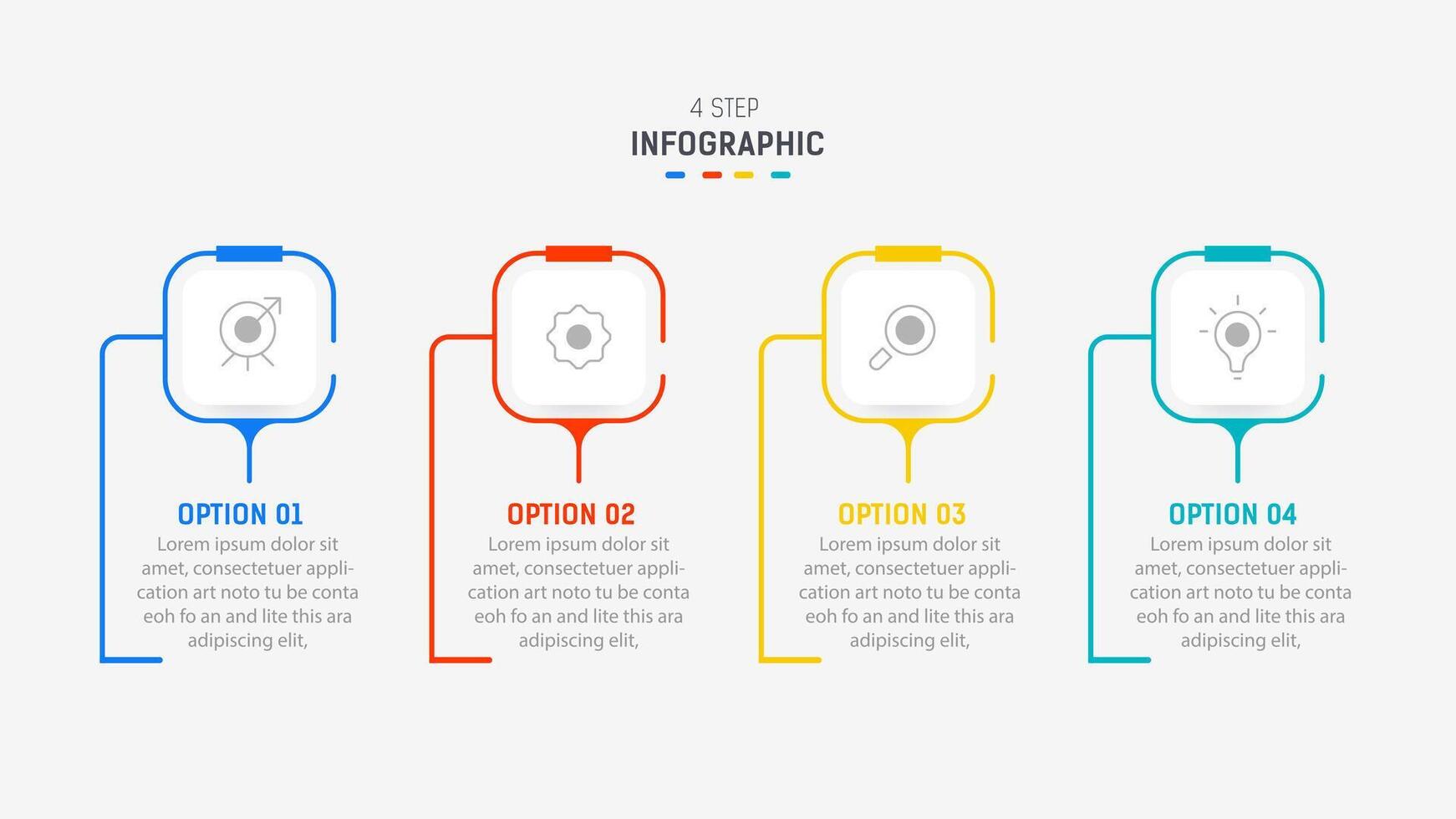 Four Step Infographic design element template for presentation. info ...