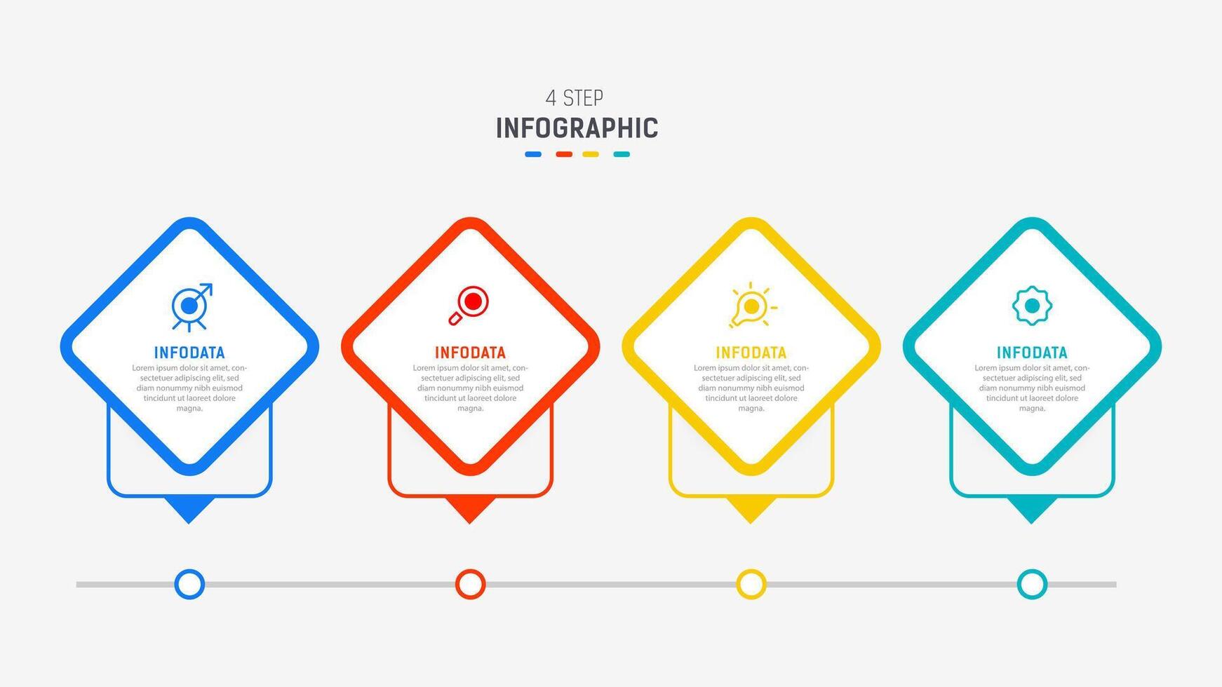 Four Step Infographic design element template for presentation. info ...