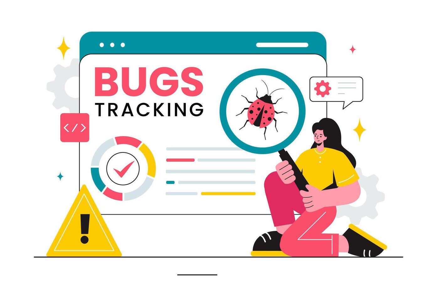 Illustration Of A Bug Tracking Tool With Mobile Phone Protection From