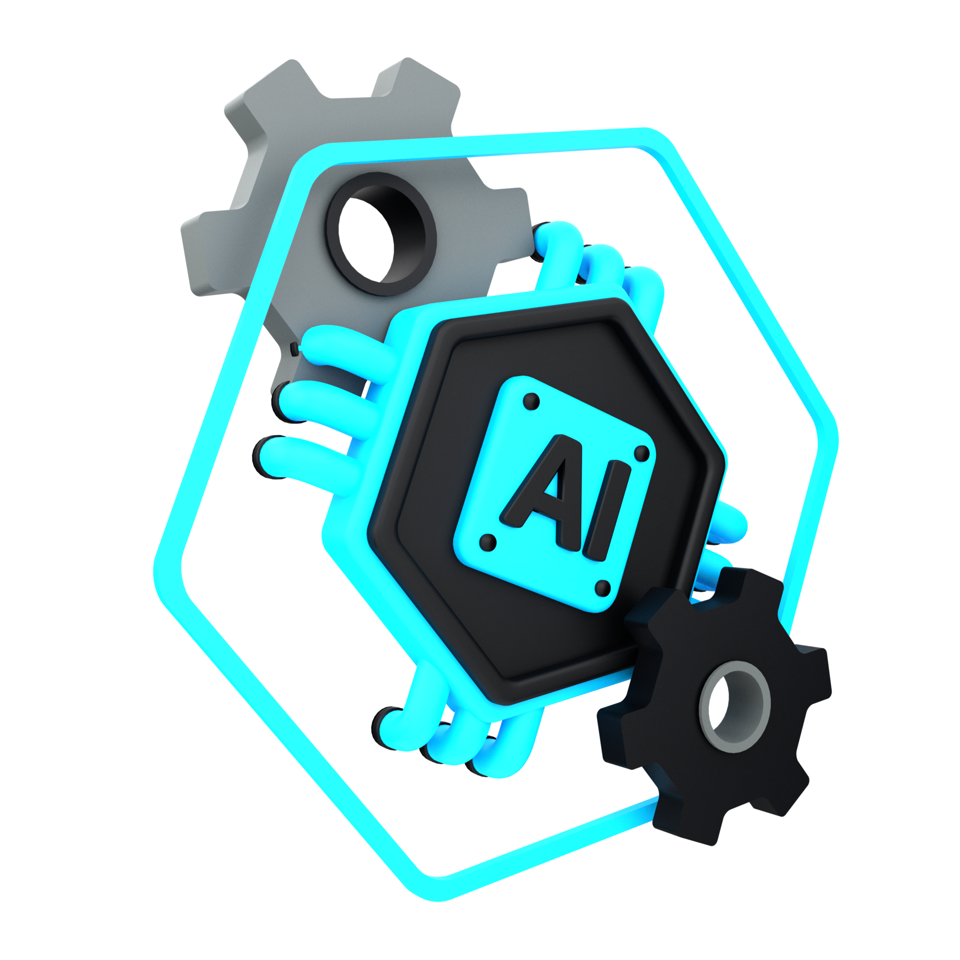 3d Minimal Artificial Intelligence Concept Artificial Intelligence Machine Ai Chip With Gears