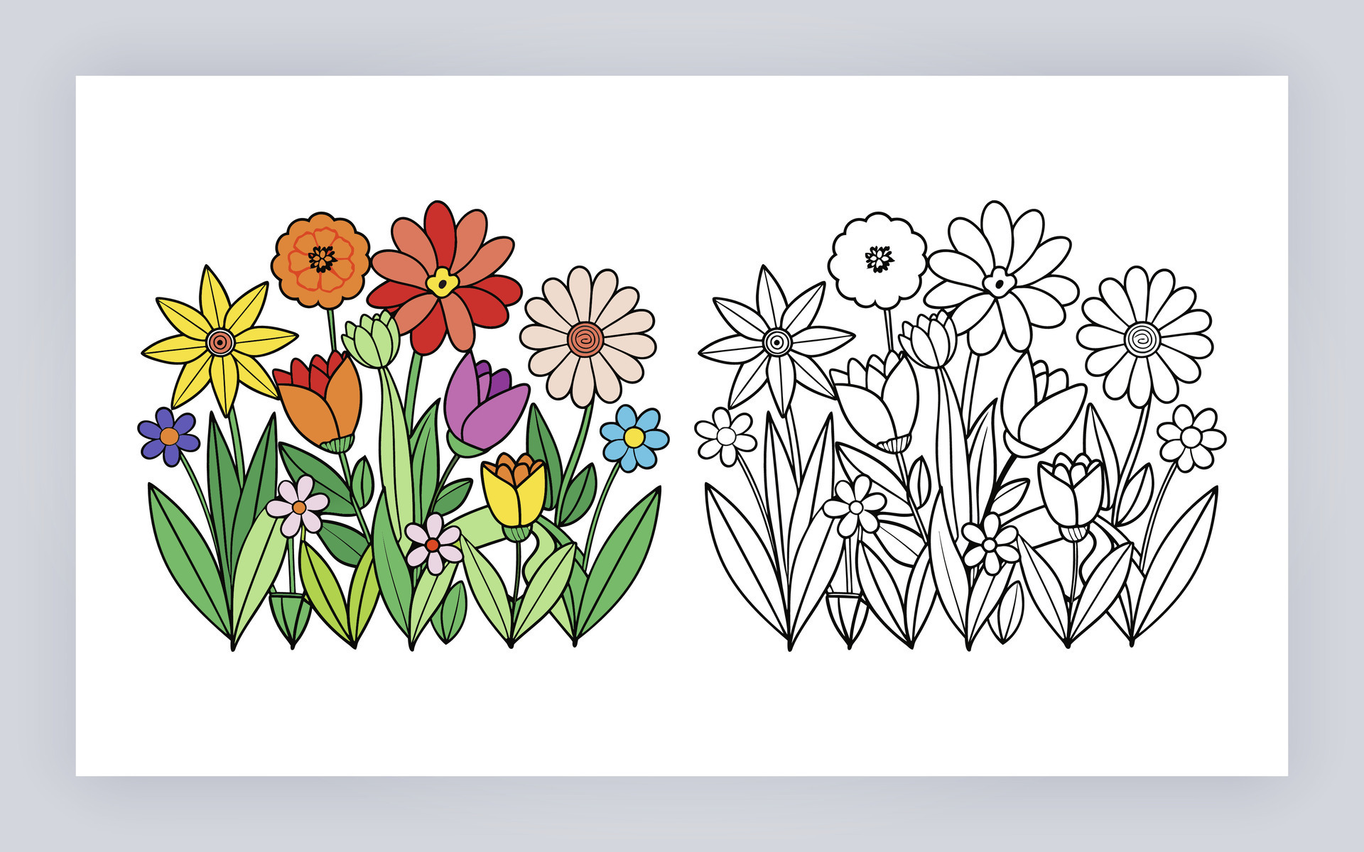 coloring pages with flowers and leaves 47394033 Vector Art at Vecteezy