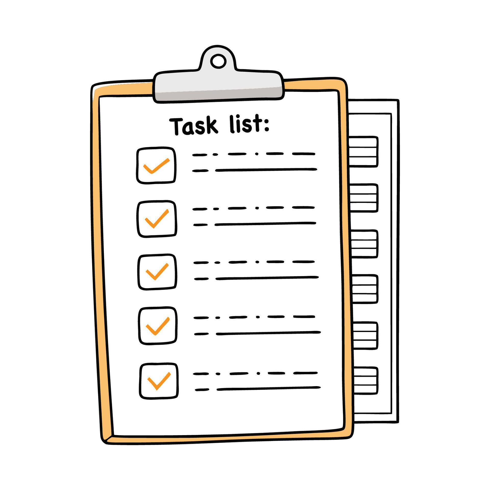 Checklist, plan, task list illustration in flat doodle cartoon style ...