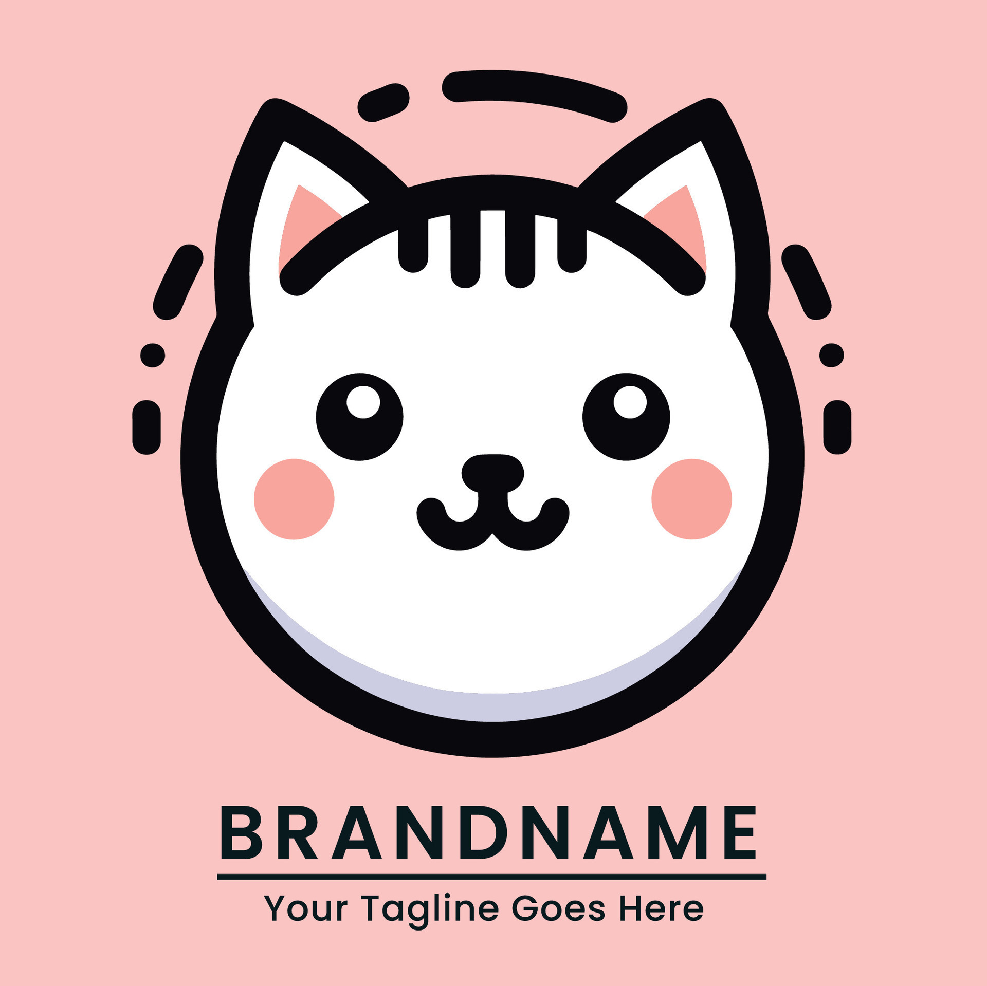white cat logo with a vibrant pink background 47399992 Vector Art at ...