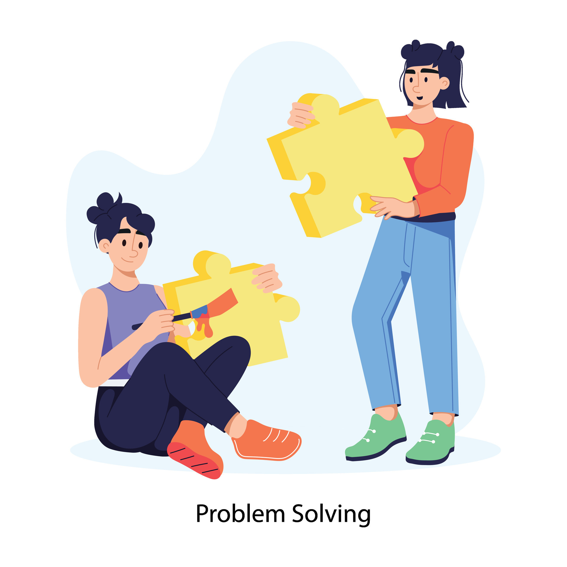 Team members finding problem solving solutions, flat illustration ... Team members finding problem solving solutions, flat illustration ...