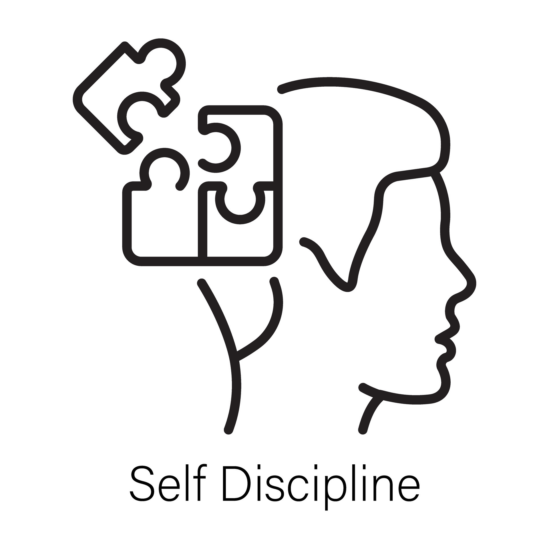 Head with puzzle pieces denoting self discipline, outline icon 47402342 Vector Art at Vecteezy