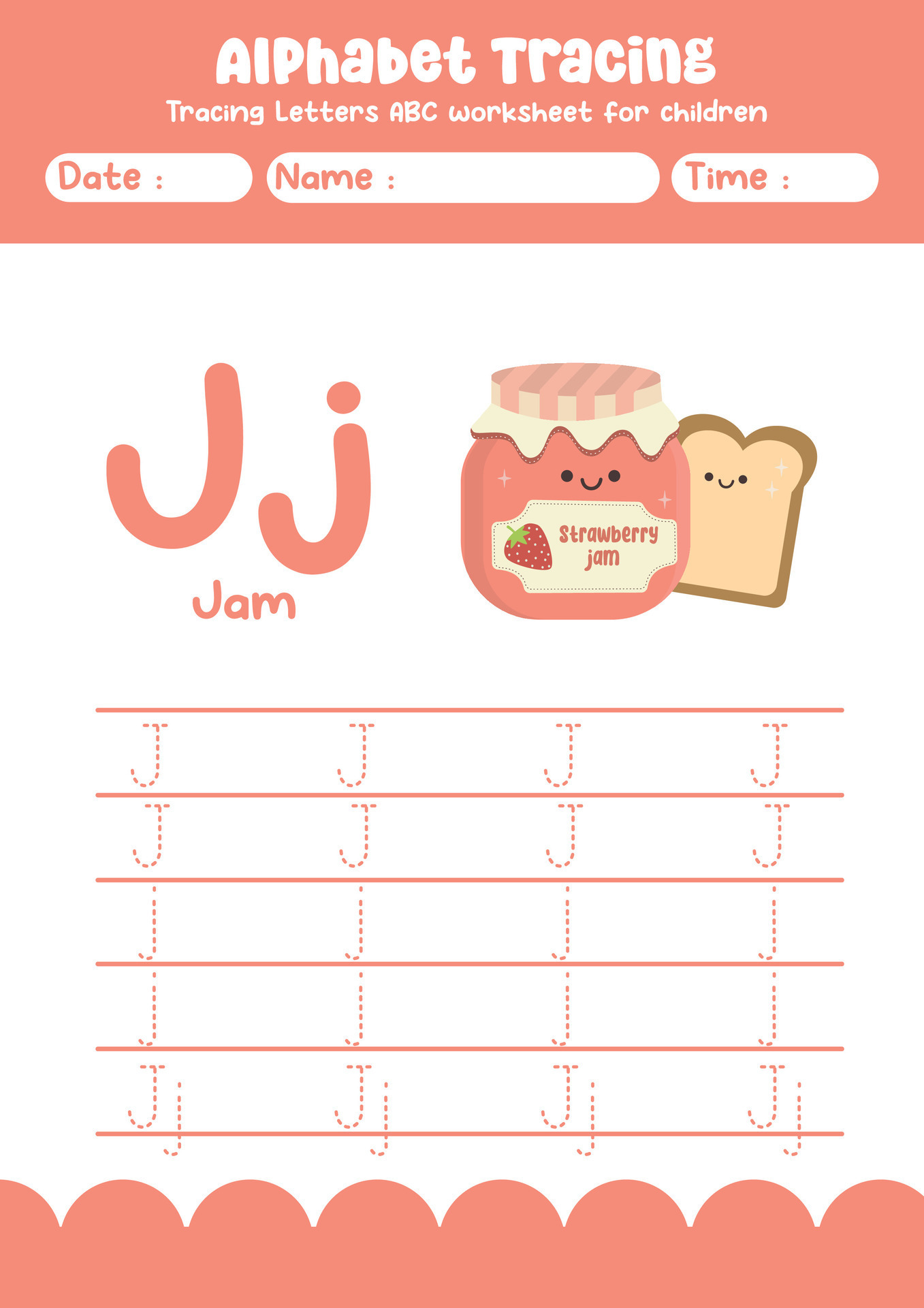Alphabet tracing worksheet. A-Z writing pages. Letter J uppercase and ...