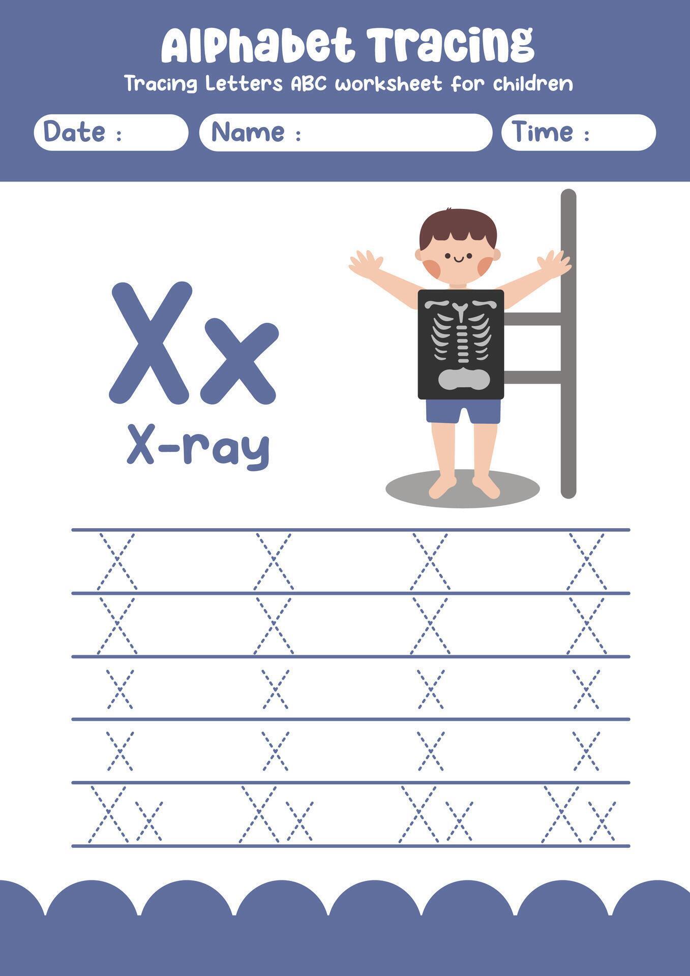 Alphabet tracing worksheet. A-Z writing pages. Letter X uppercase and ...