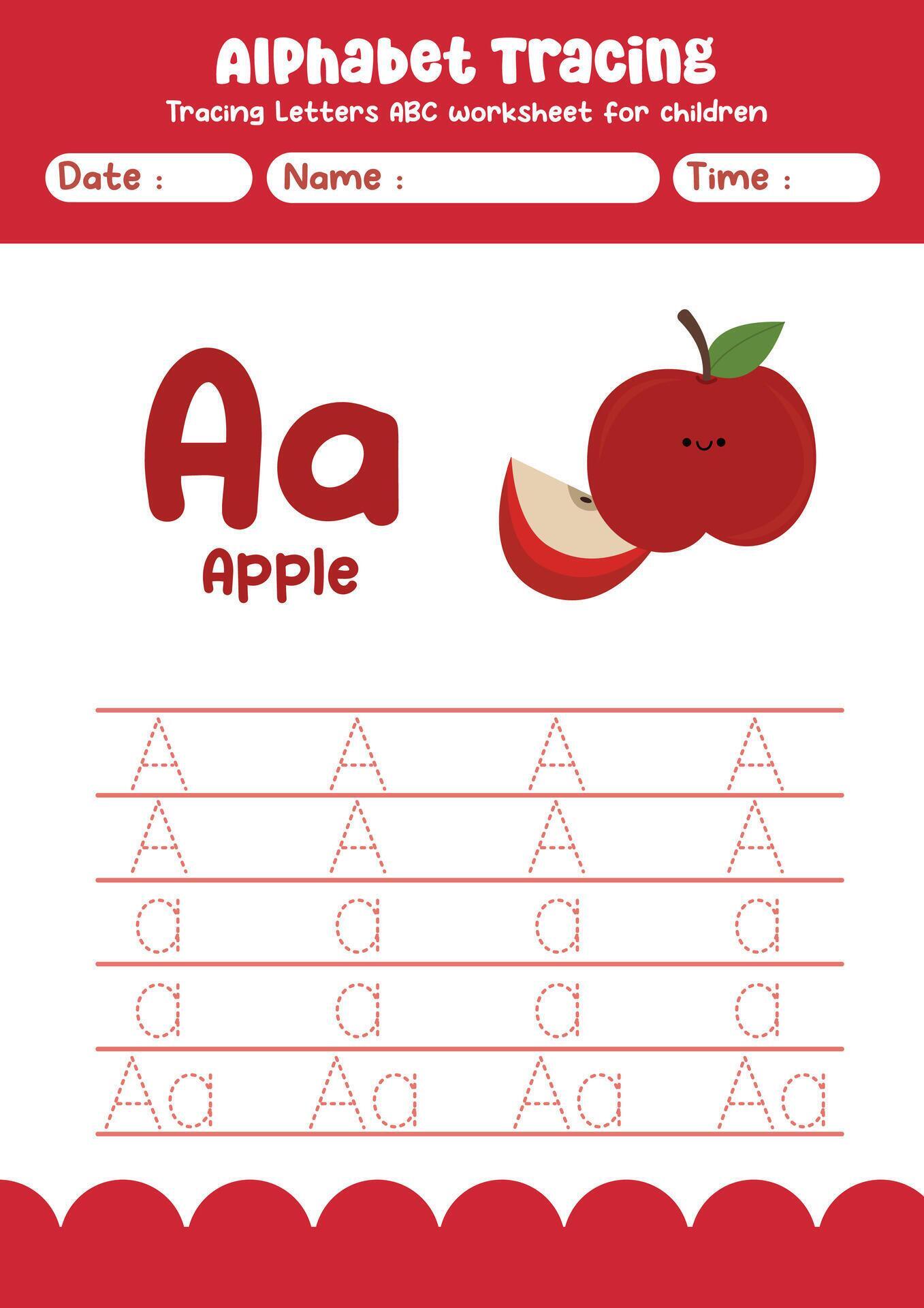 Alphabet tracing worksheet. A-Z writing pages. Letter A uppercase and ...