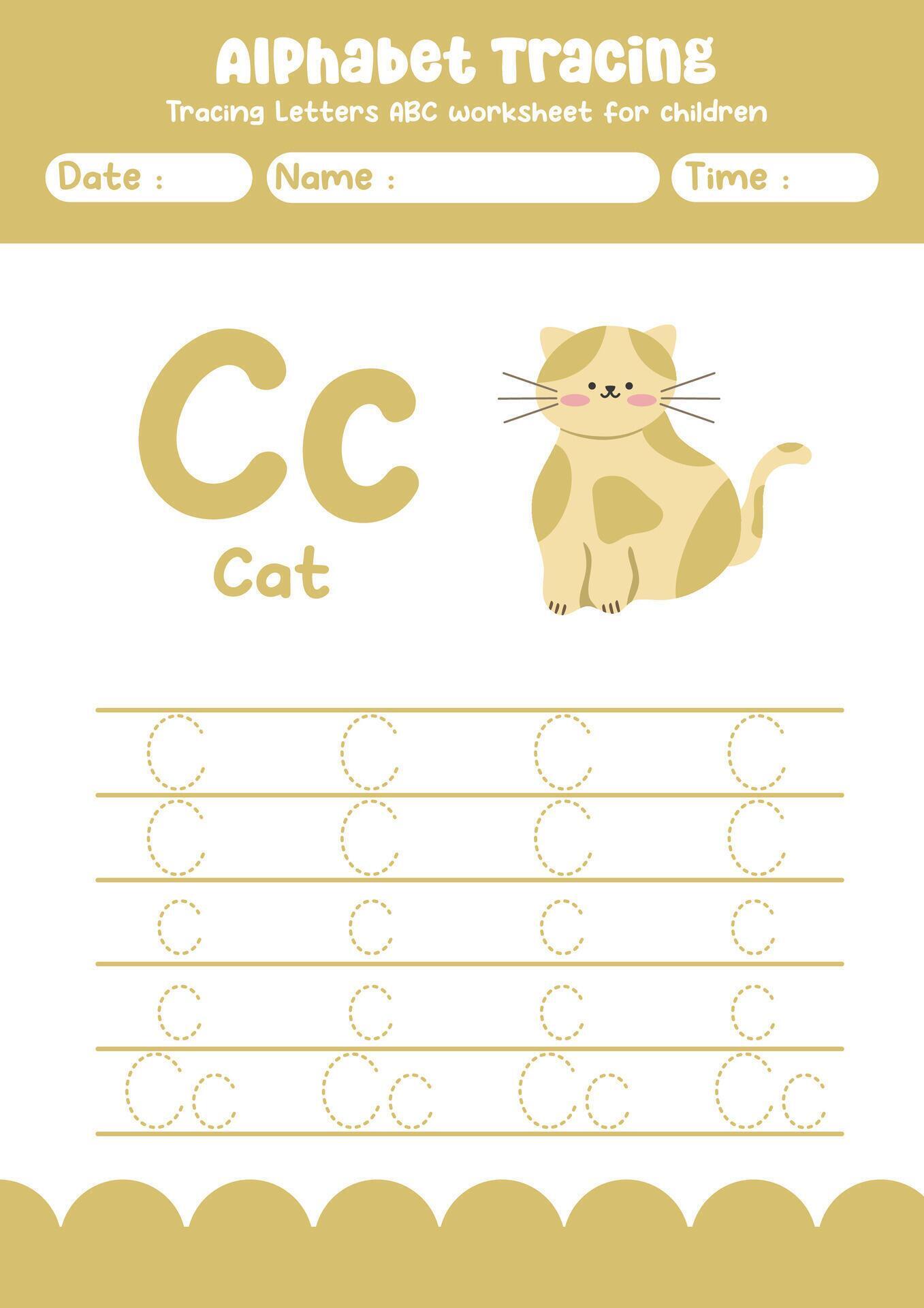 Alphabet tracing worksheet. A-Z writing pages. Letter C uppercase and ...