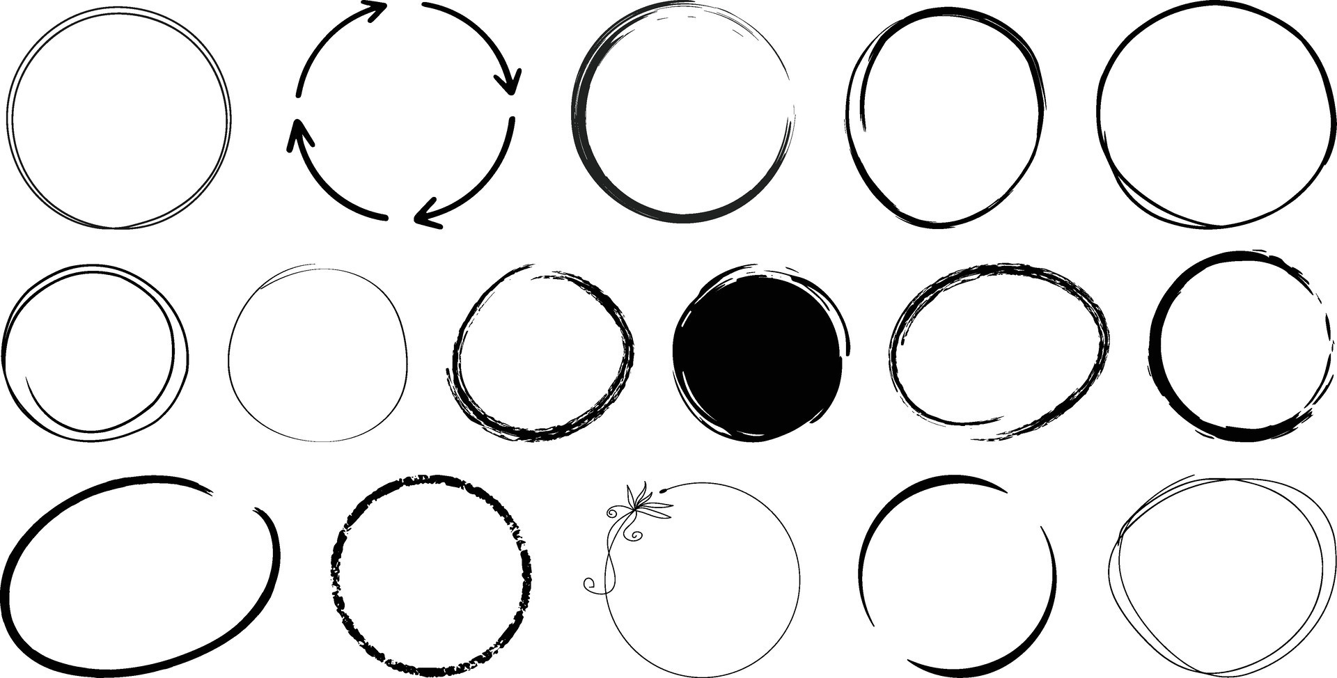 circle line sketch set collection 47405249 Vector Art at Vecteezy