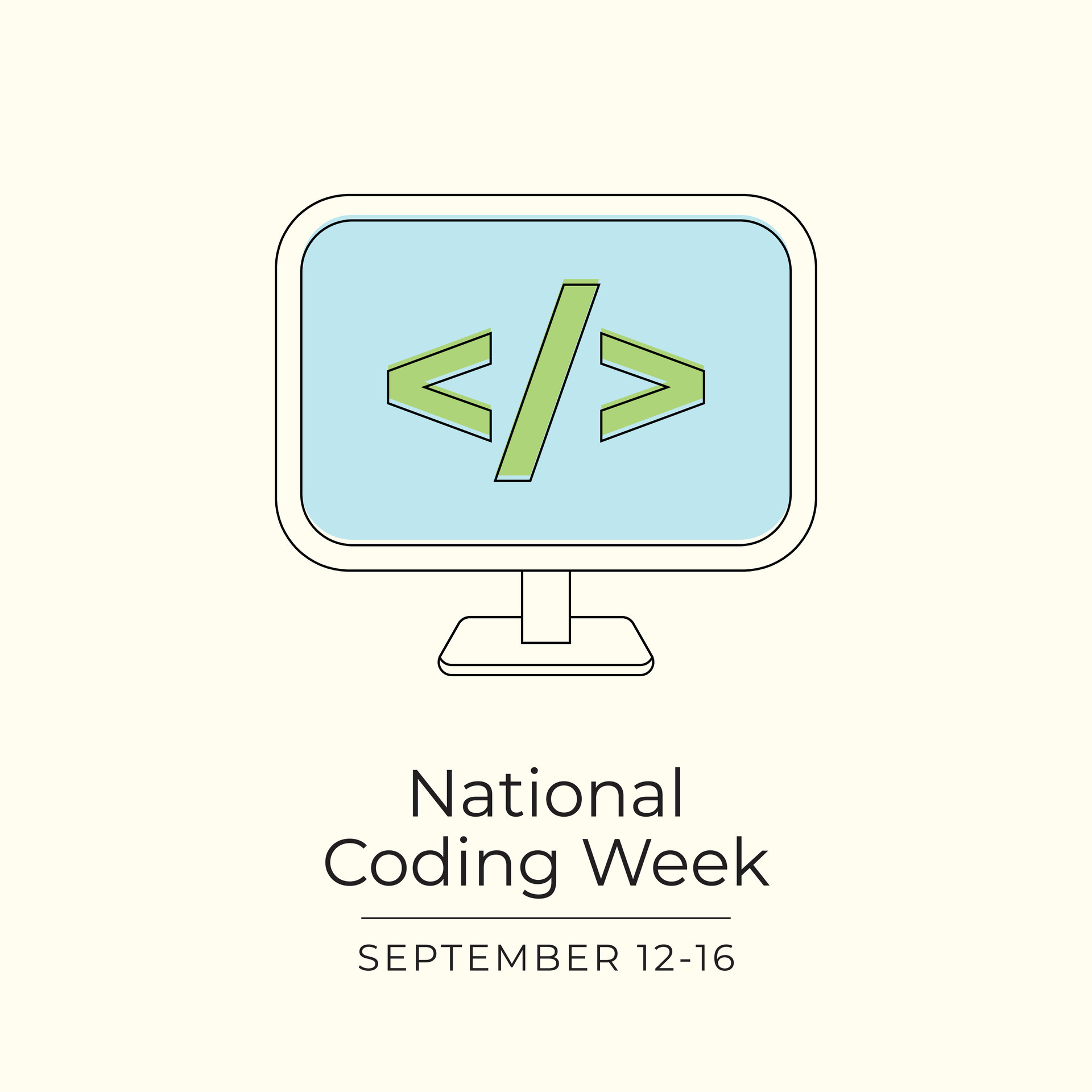 National Coding Week Line Art Design Good For Celebration Template Usage Continuous Line Eps