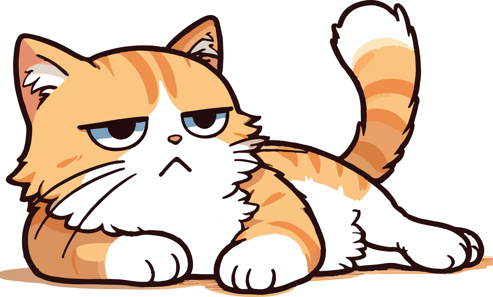 Grumpy Cartoon Cat Illustration 47407205 PNG
