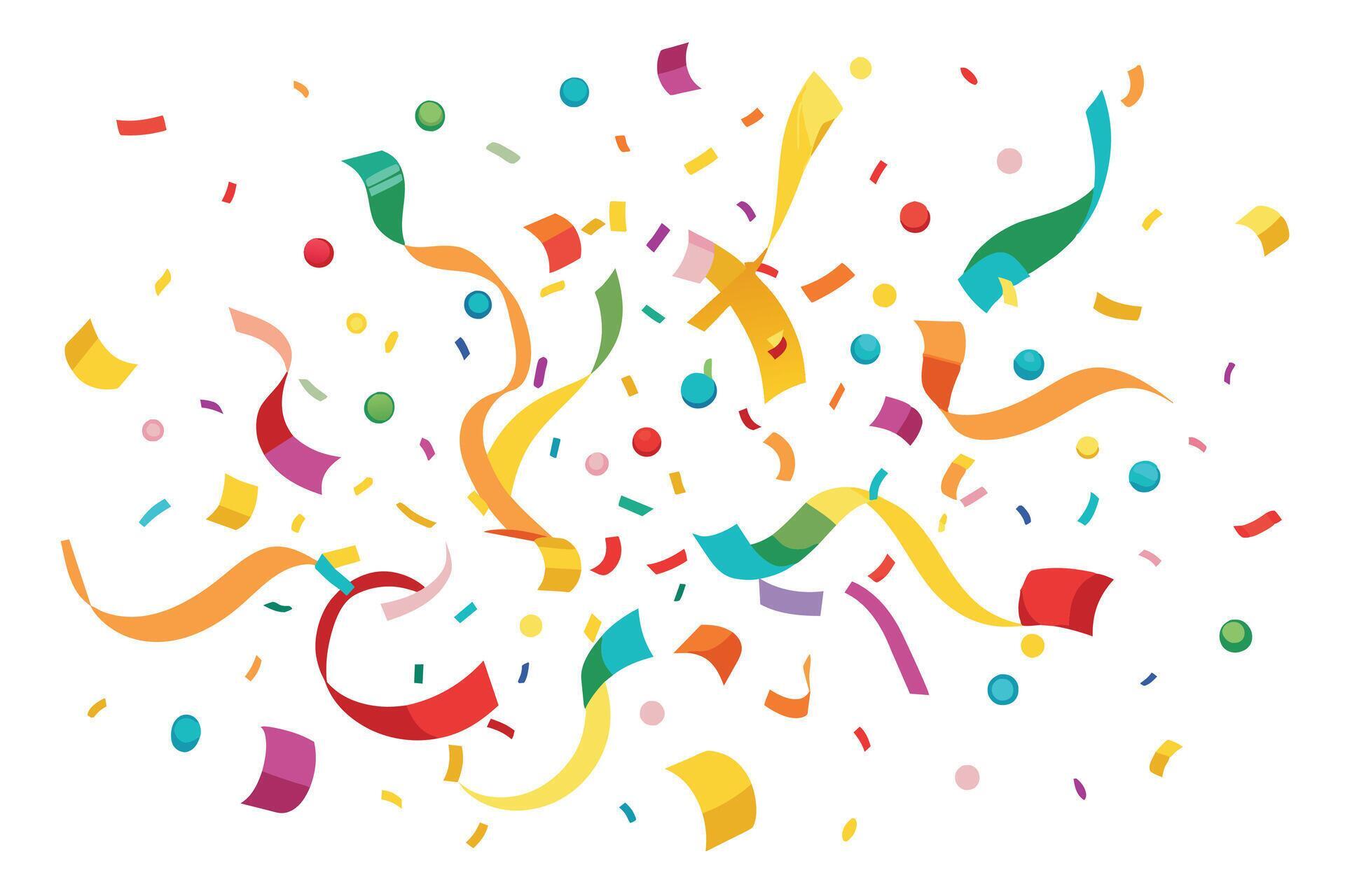 Colorful Confetti and Streamers Falling on White Background 47408442 Vector Art at Vecteezy