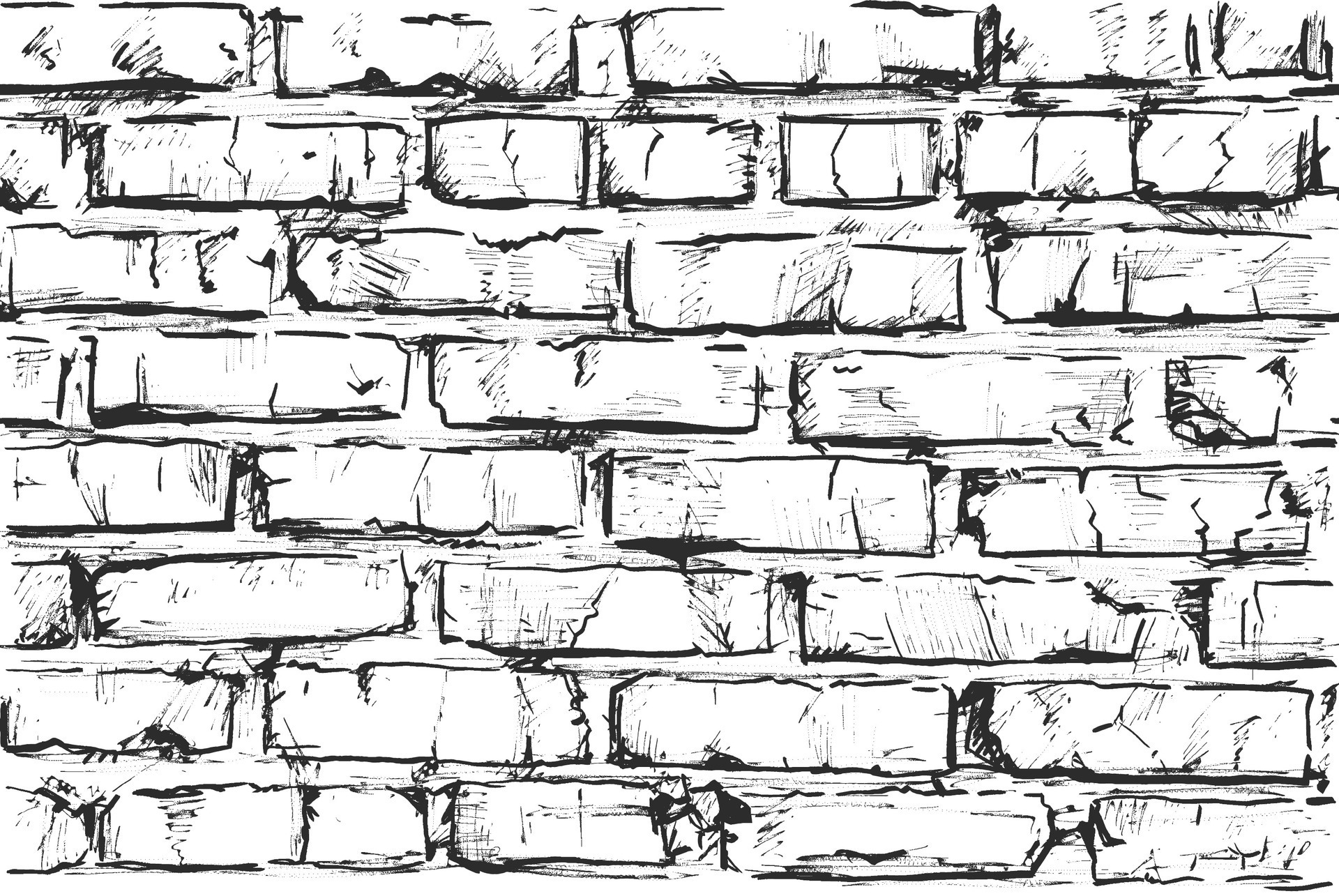 Seamless pattern of hand drawn brick wall creating a grunge background ...