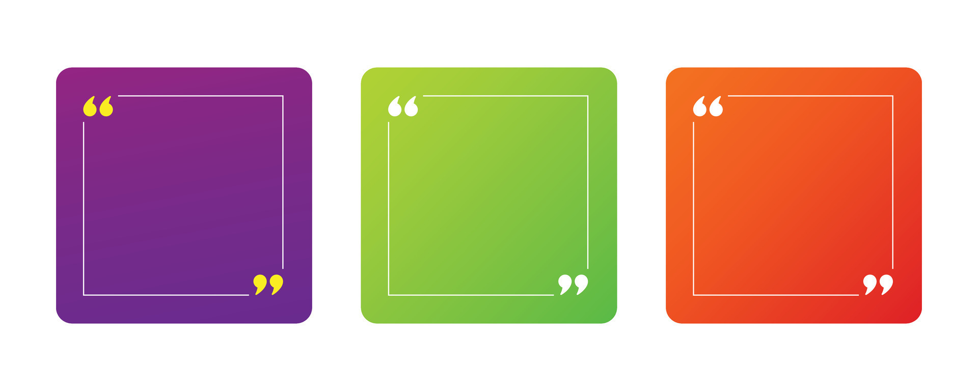 Quote frame blank template set illustration. Empty textbox signs ...